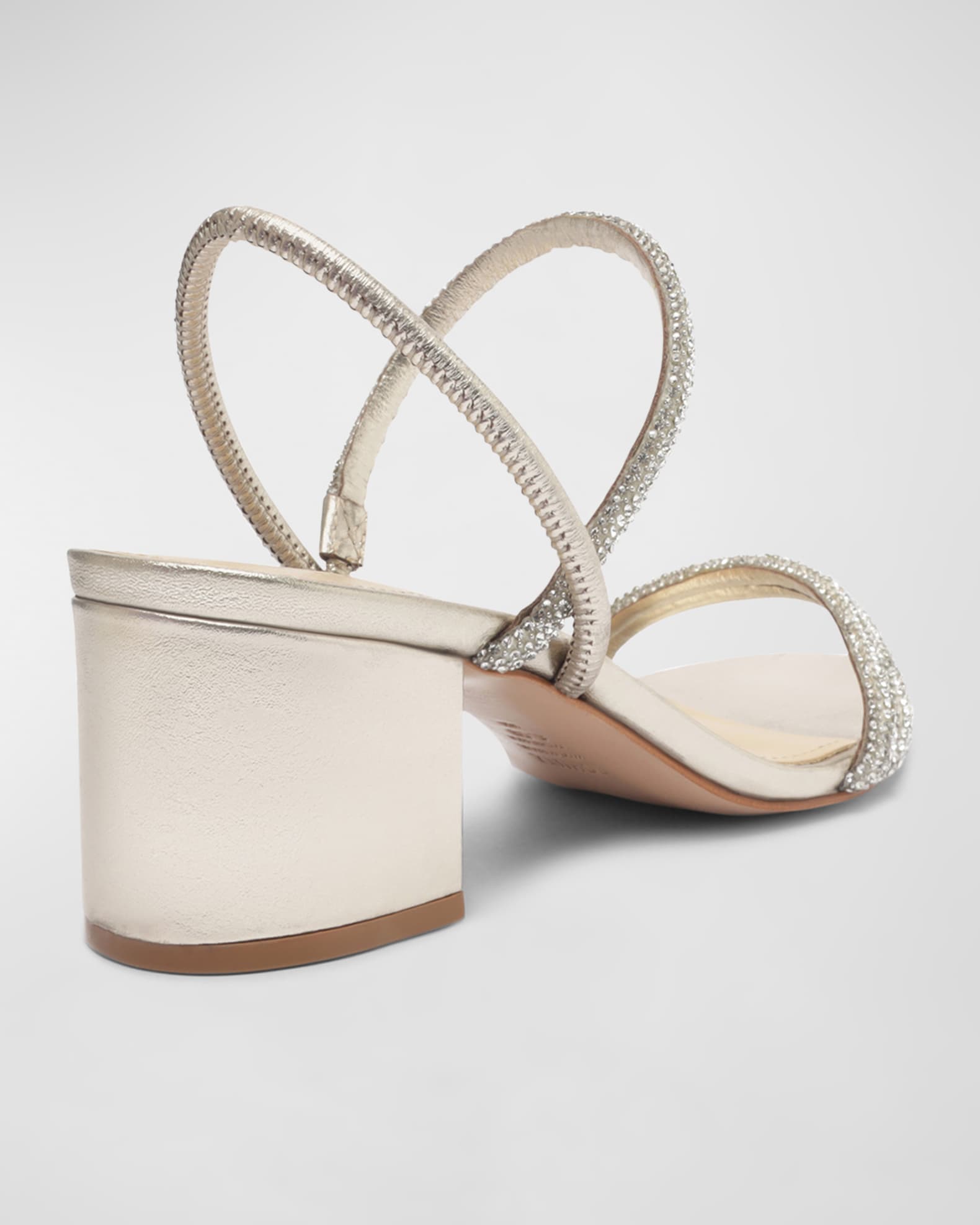 Schutz Whiteley Block-Heel Crystal Leather Sandals | Neiman Marcus