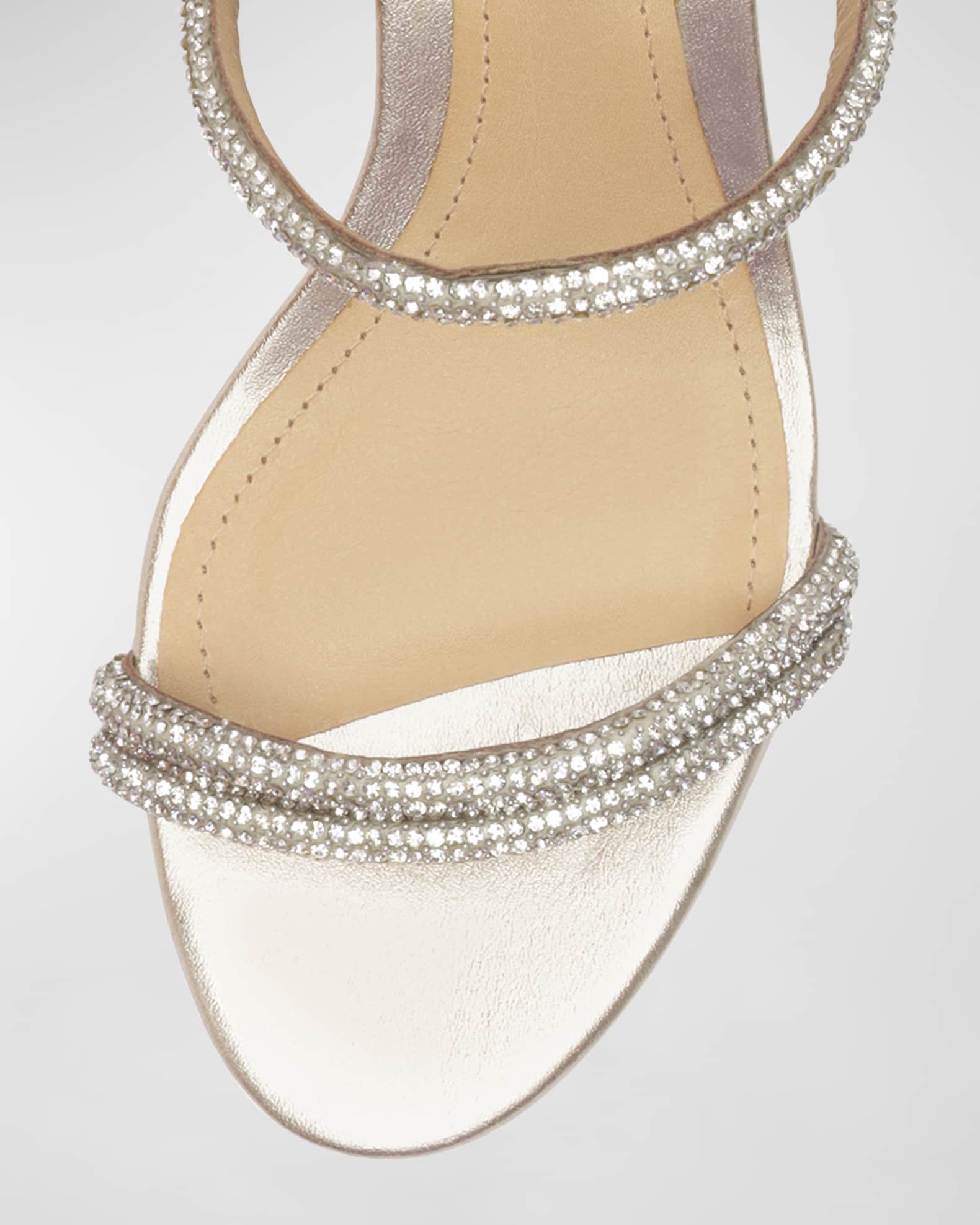 Schutz Whiteley Block-Heel Crystal Leather Sandals | Neiman Marcus
