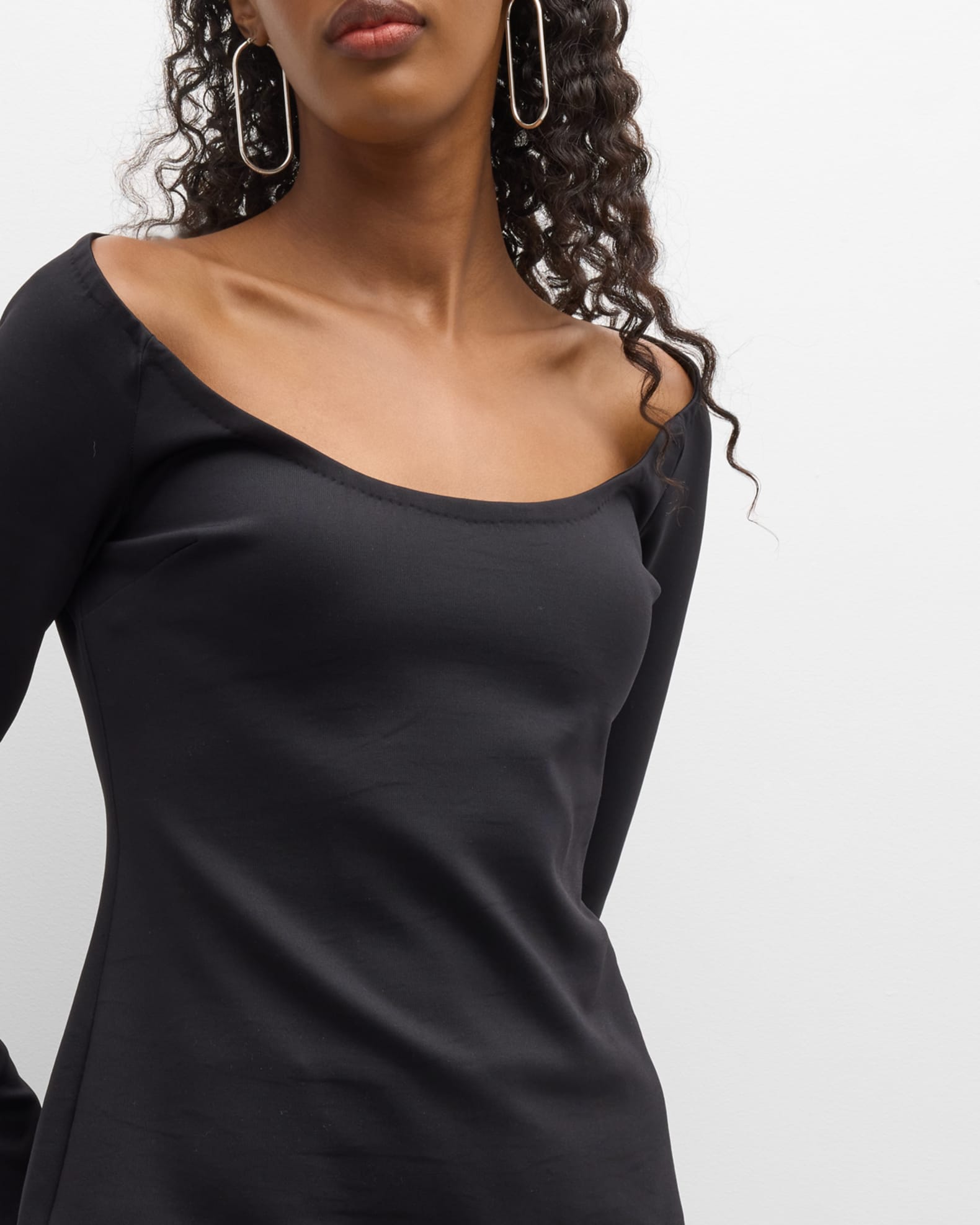 Rosetta Getty Scoop Neck Off-Shoulder Top | Neiman Marcus