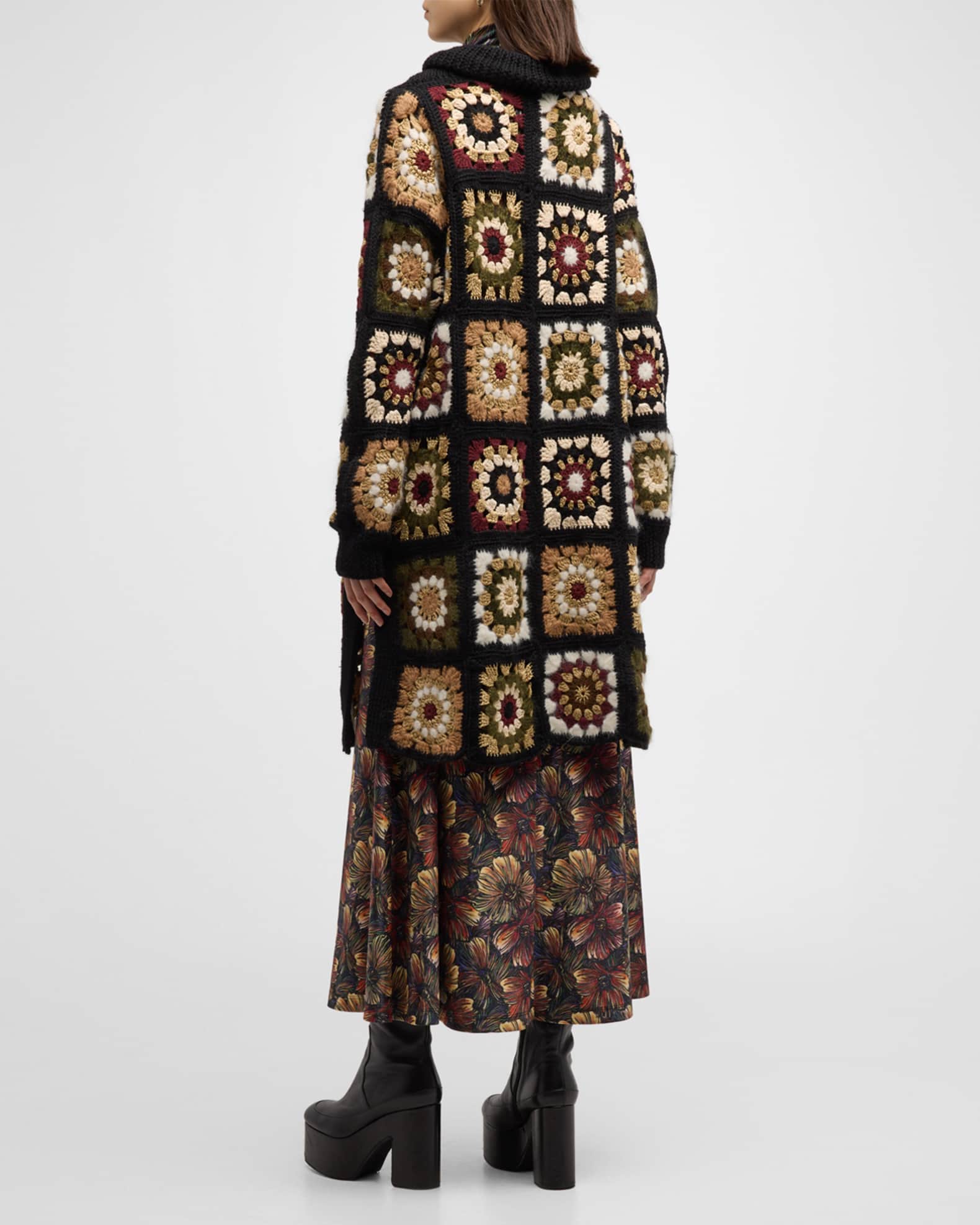 Rosetta Getty Granny Square Crochet Wool Cardigan | Neiman Marcus