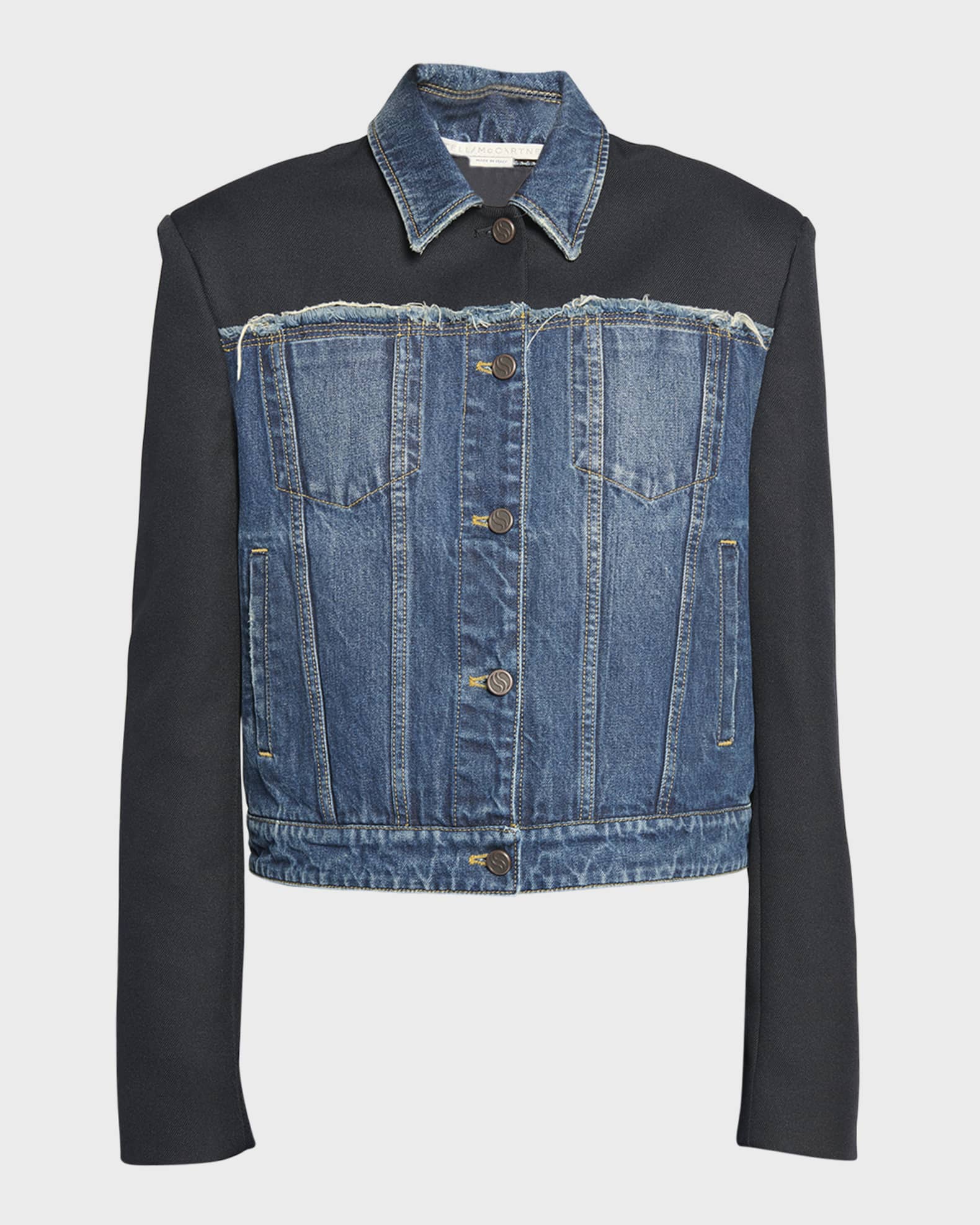 Stella McCartney Twill and Denim Paneled Jacket | Neiman Marcus