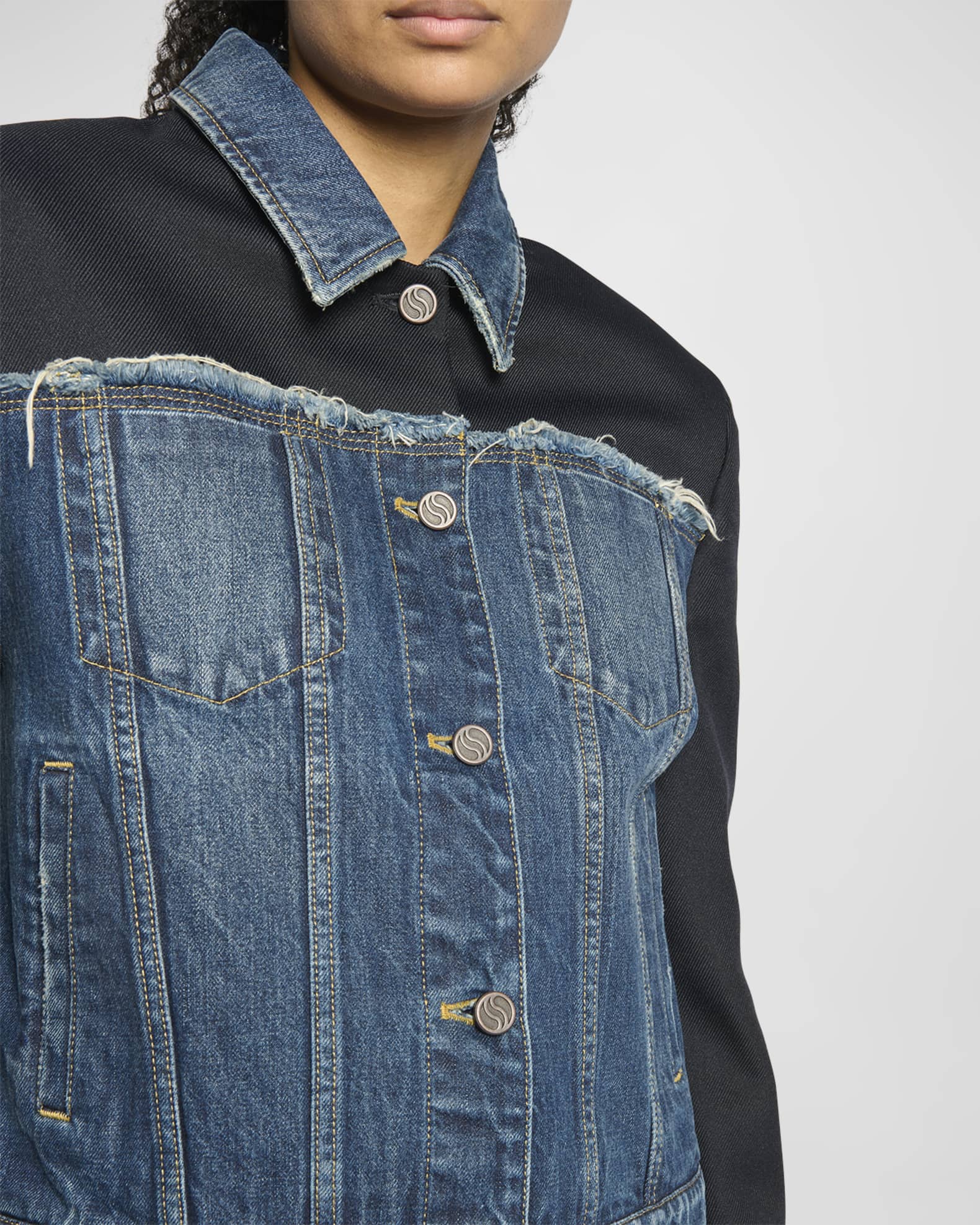 Stella McCartney Twill and Denim Paneled Jacket | Neiman Marcus
