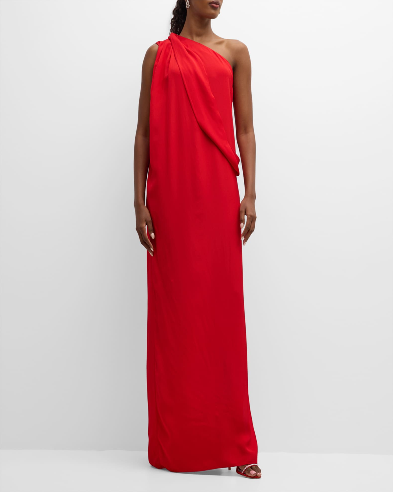 Stella McCartney One-Shoulder Draped Column Gown | Neiman Marcus