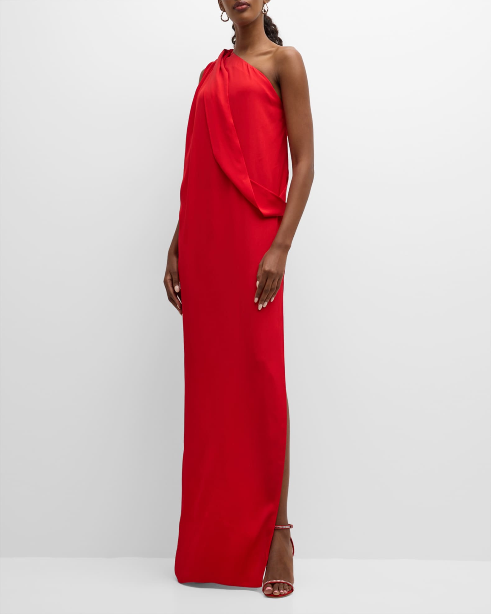 Stella McCartney One-Shoulder Draped Column Gown | Neiman Marcus