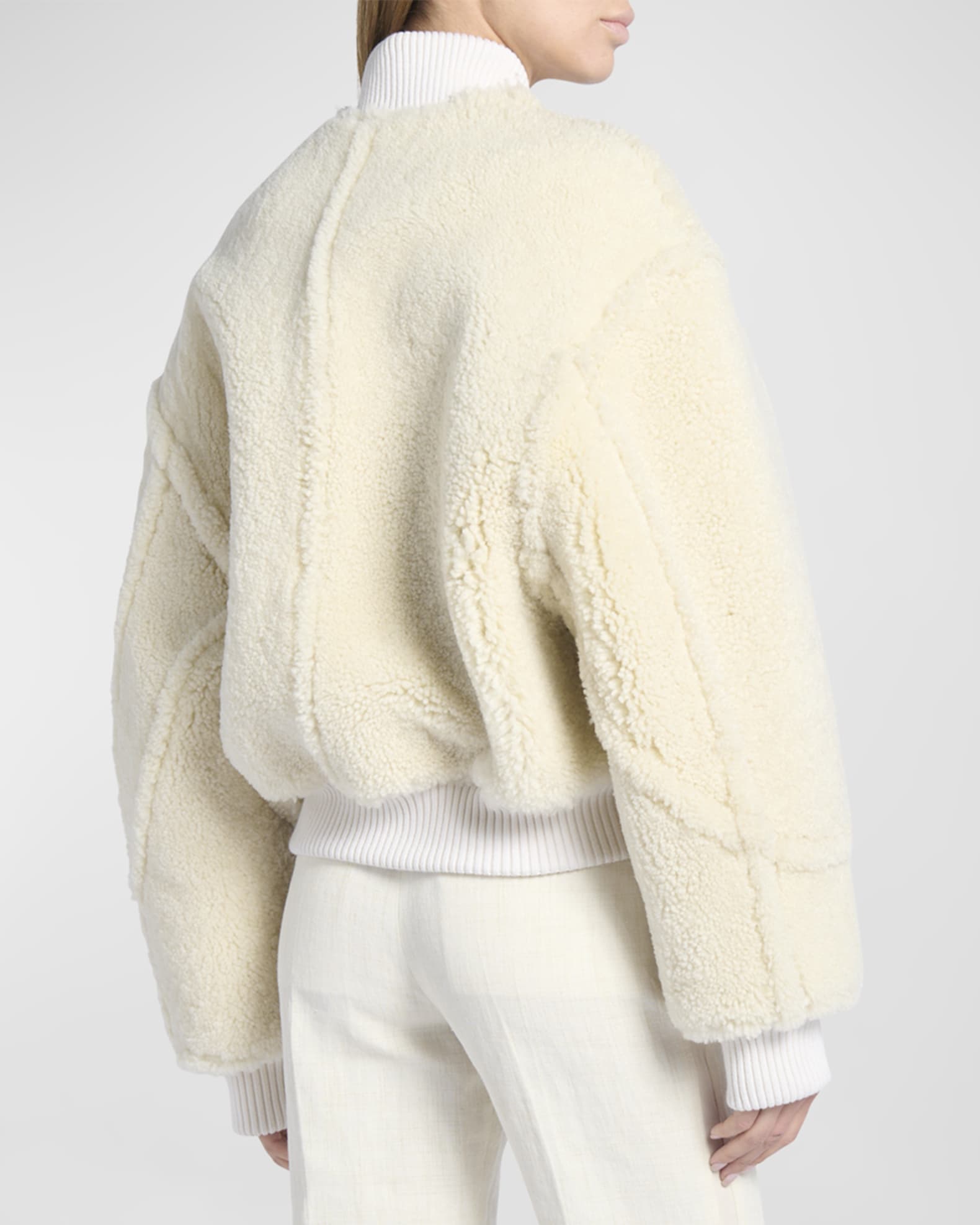 Jacquemus Pilou Sheep Shearling Bomber Jacket | Neiman Marcus