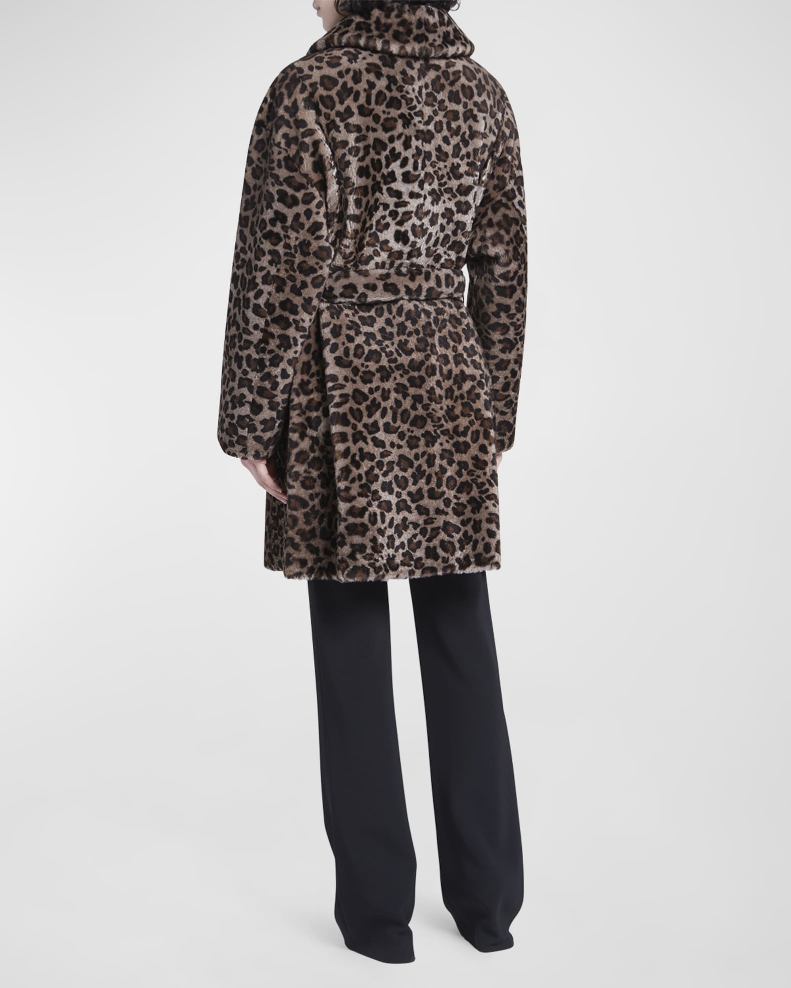 Giorgio Armani Leopard Print Shearling Belted Wrap Coat | Neiman Marcus