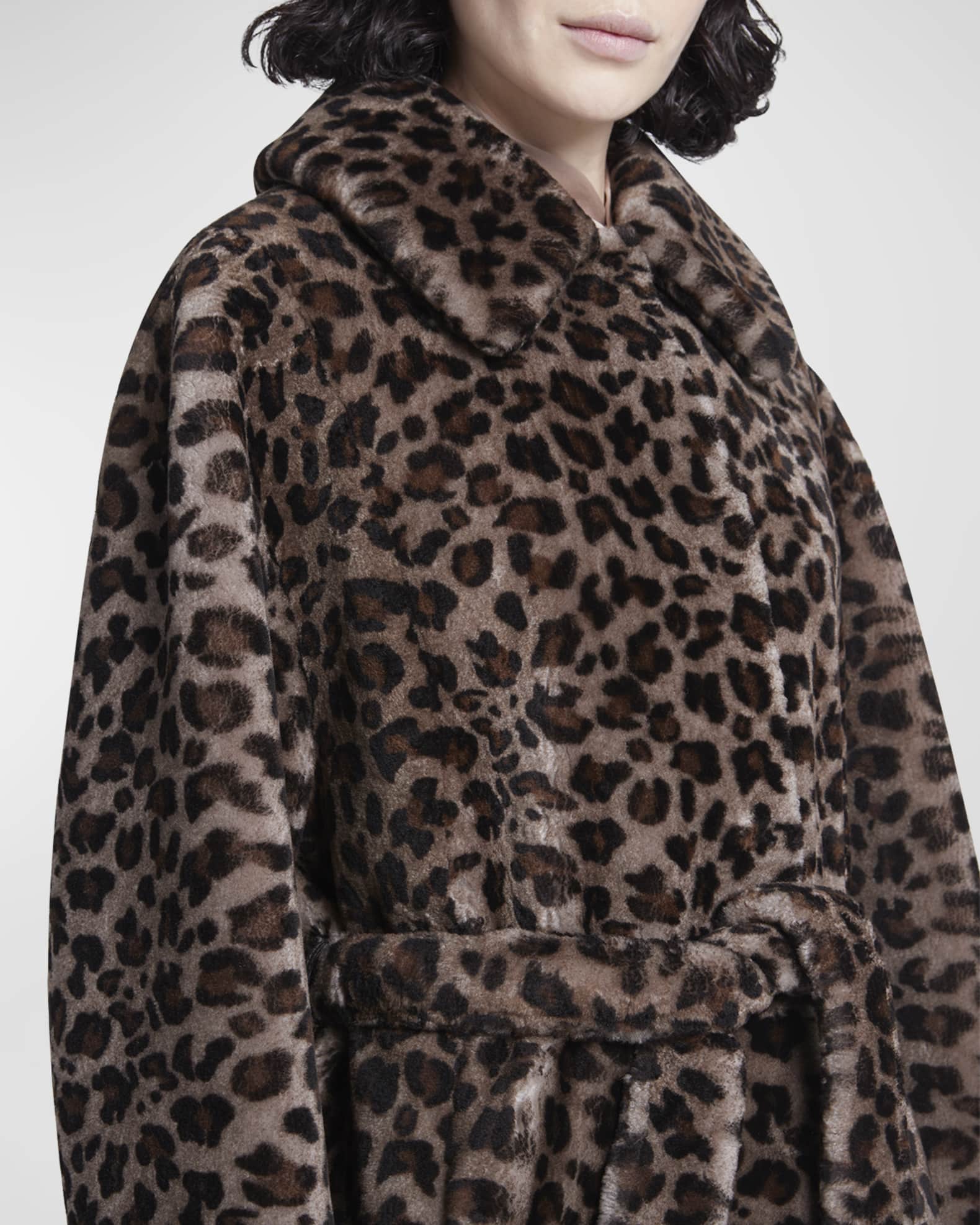 Giorgio Armani Leopard Print Shearling Belted Wrap Coat | Neiman Marcus