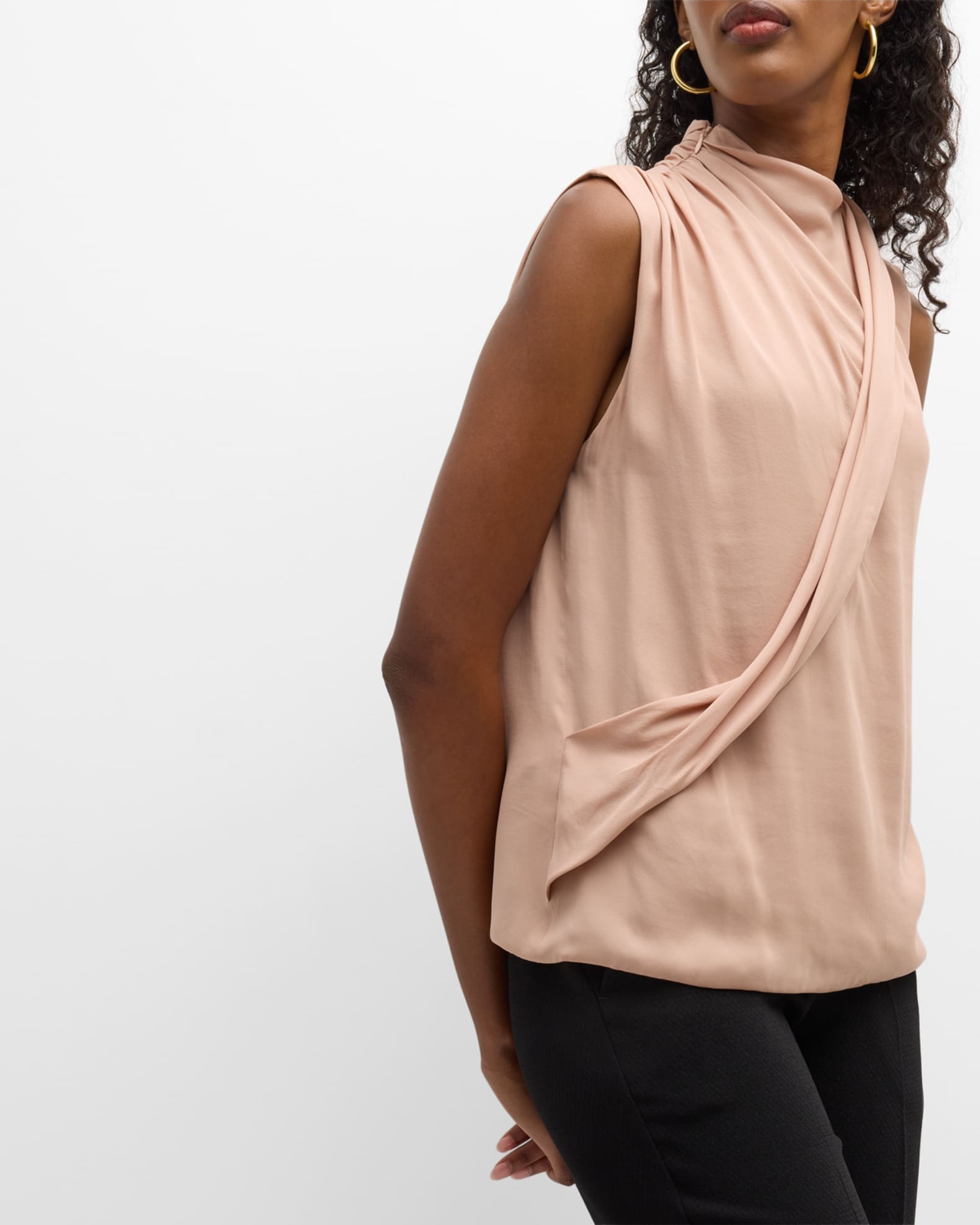 Giorgio Armani Silk Cross-Front Blouse | Neiman Marcus