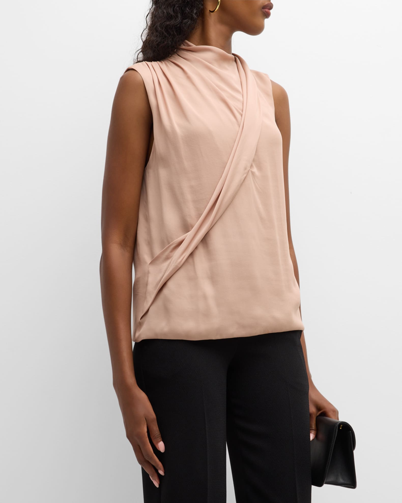 Giorgio Armani Silk Cross-Front Blouse | Neiman Marcus