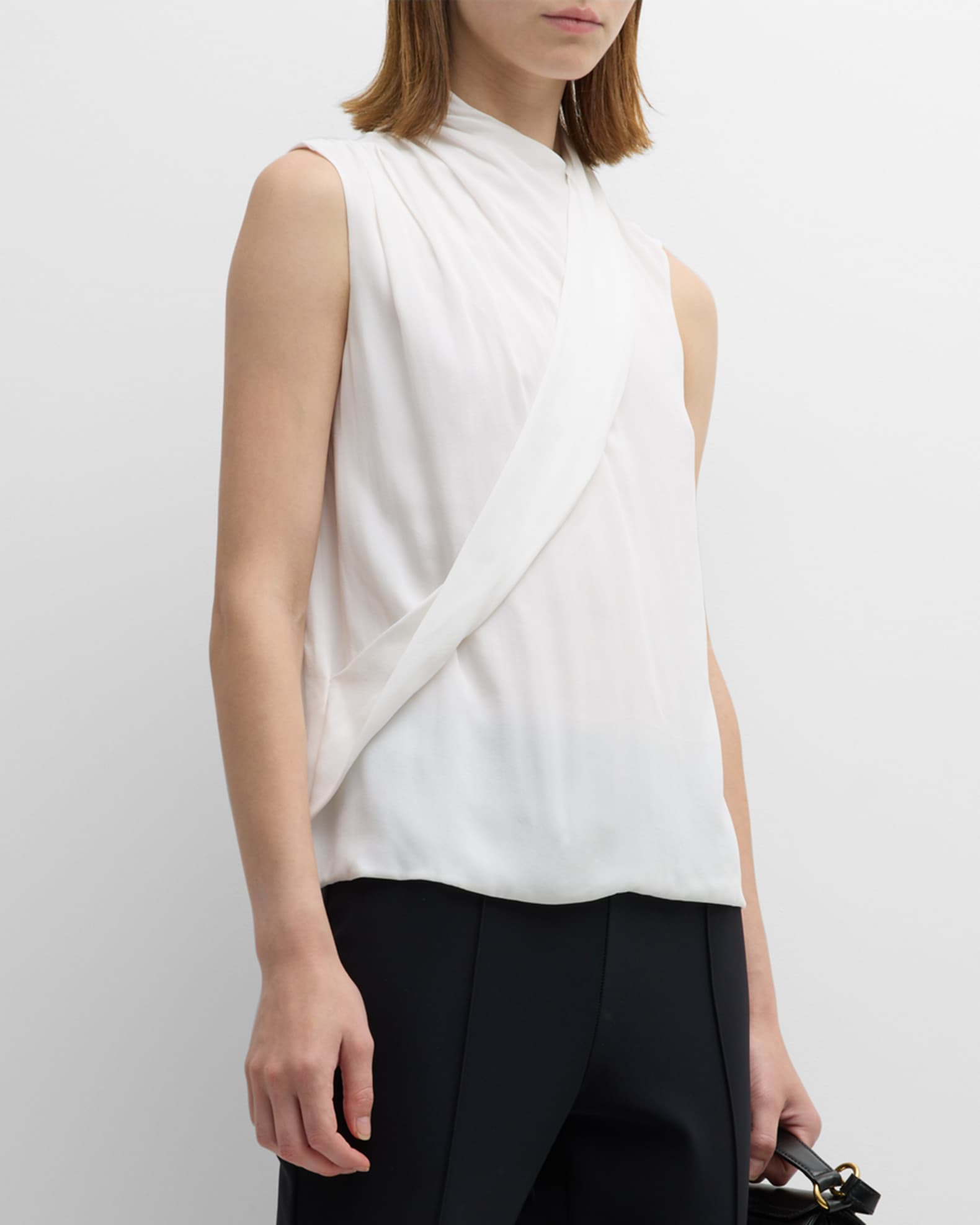 Giorgio Armani Silk Cross-Front Blouse | Neiman Marcus