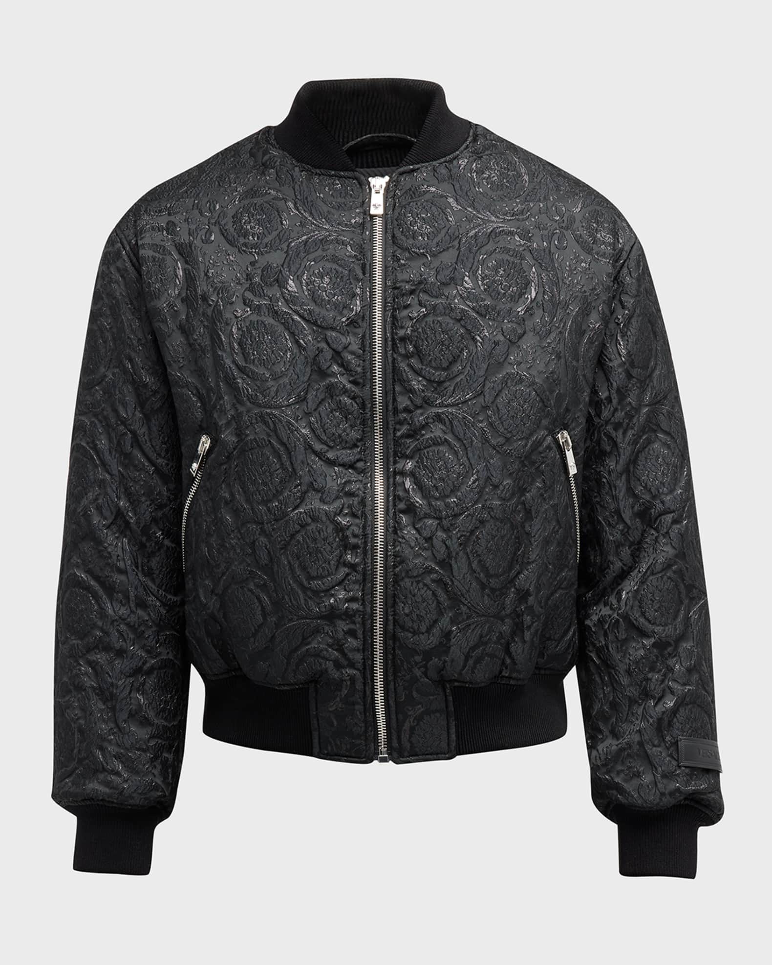 Versace Men's Baroque Lurex Jacquard Bomber Jacket | Neiman Marcus