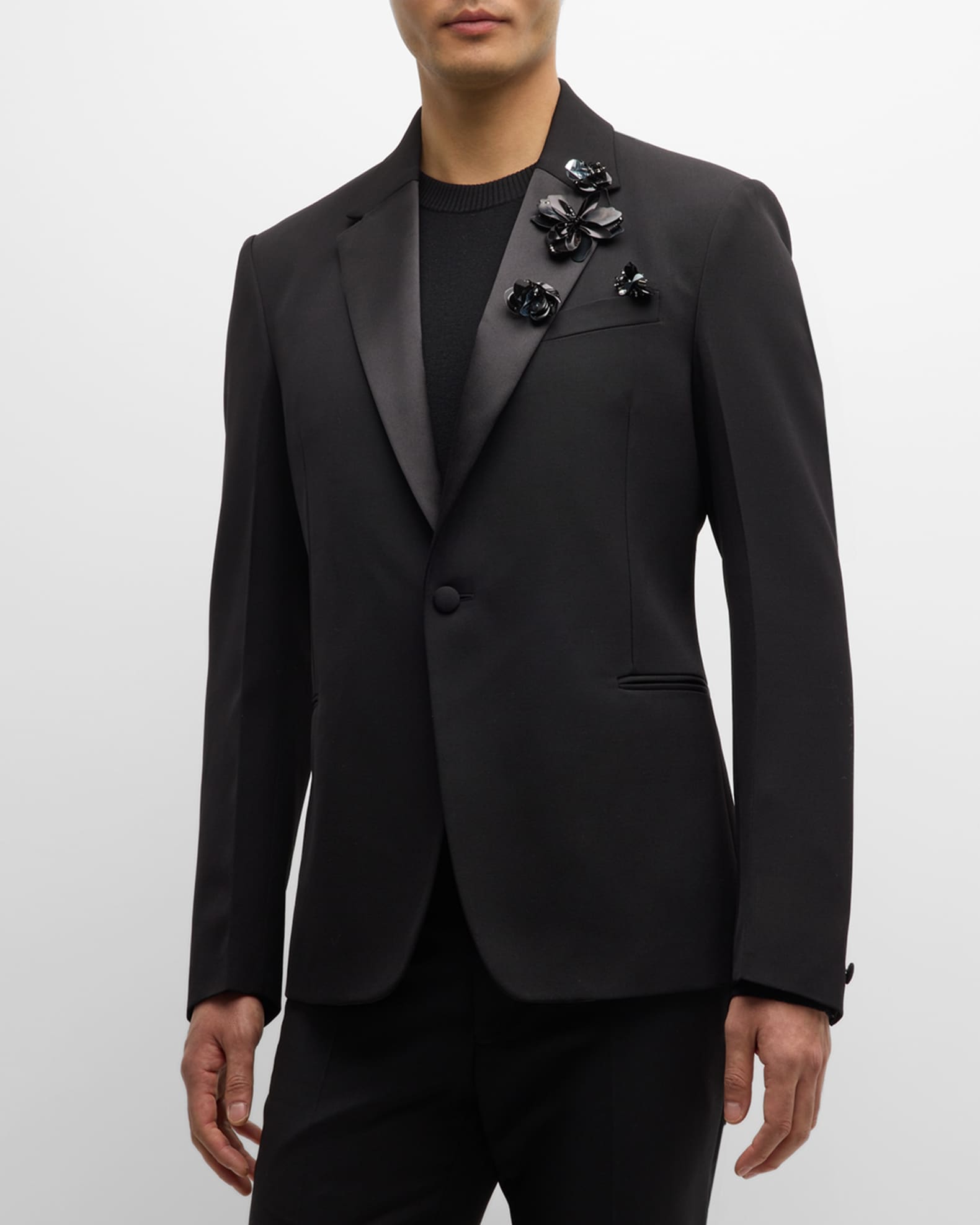 Versace Men's Tuxedo Jacket with Floral Appliques | Neiman Marcus