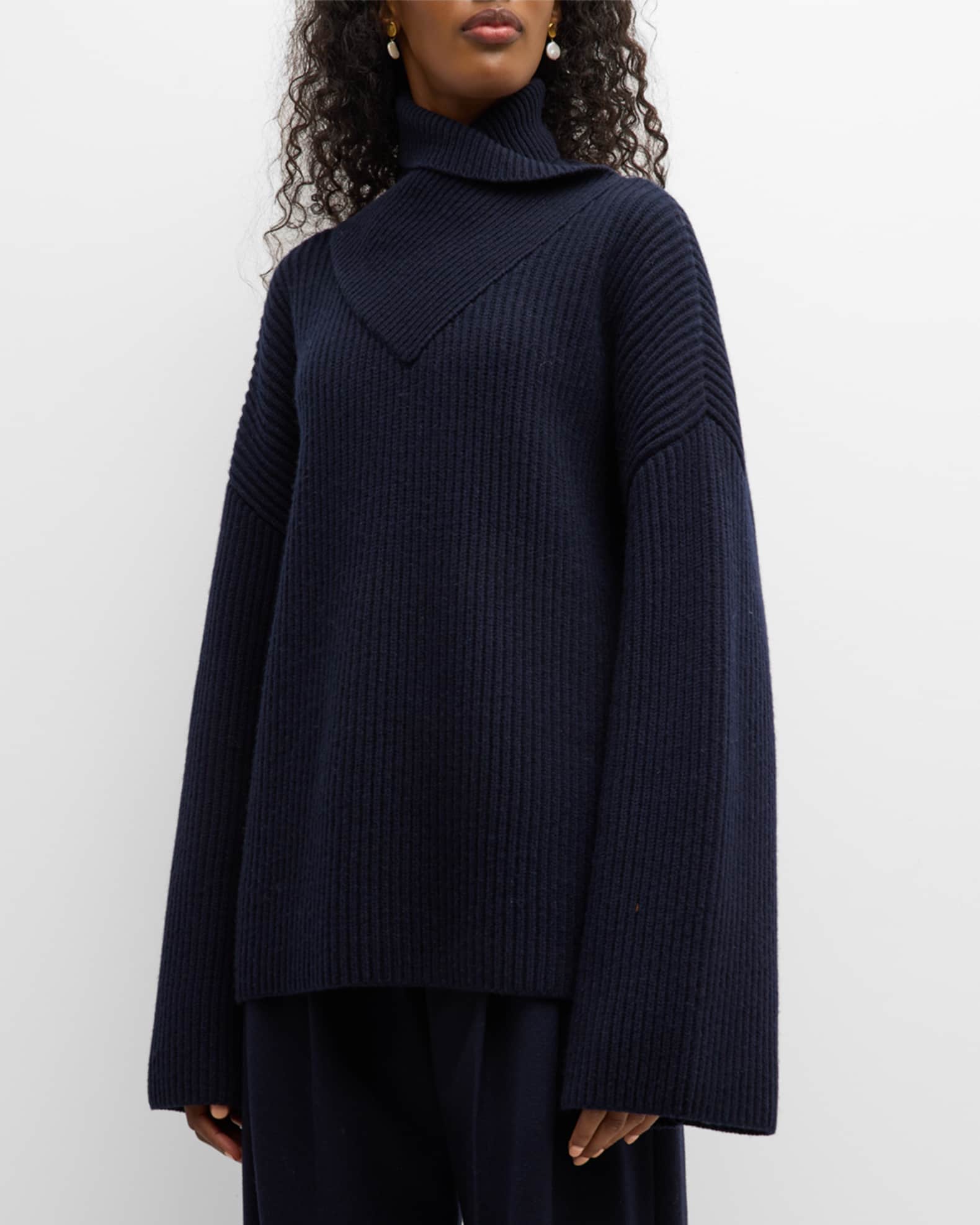 Toteme Wrapped Turtleneck Knit Sweater | Neiman Marcus