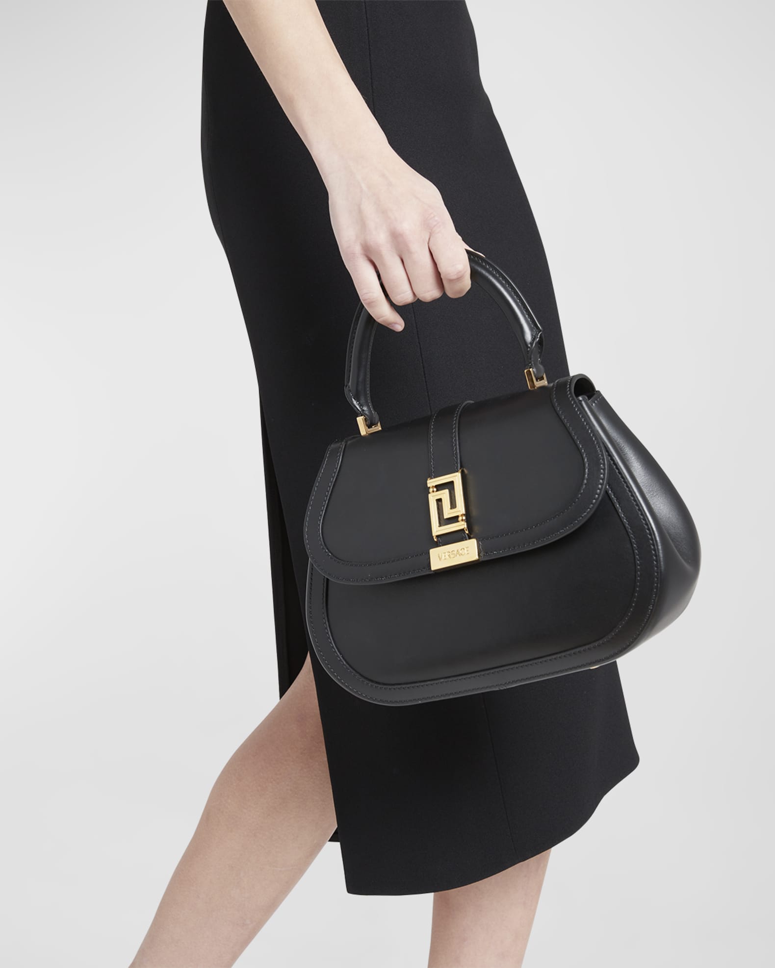 Versace Greca Goddess Medium Leather Top-Handle Bag | Neiman Marcus
