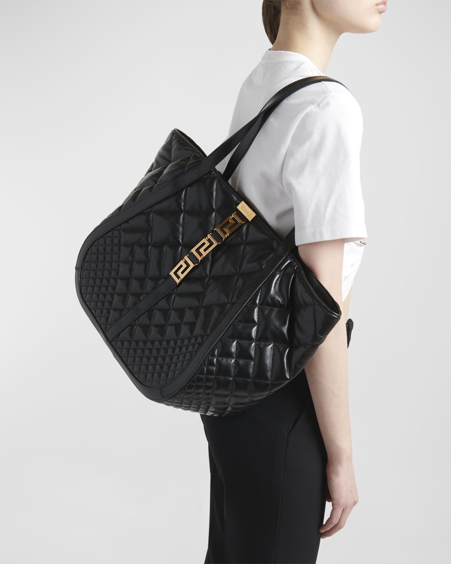 Versace Greca Goddess Large Quilted Tote Bag | Neiman Marcus