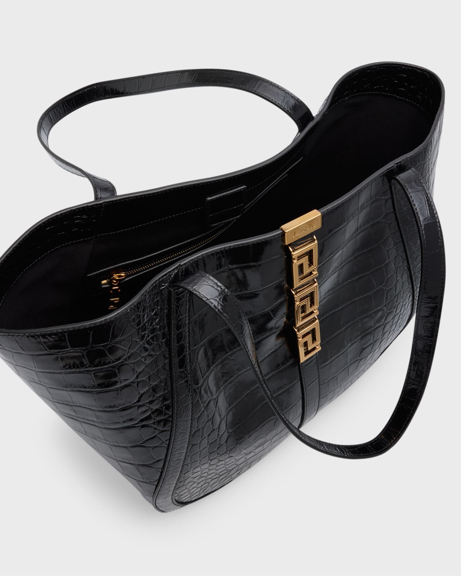 Versace Greca Goddess Large Croc-Embossed Tote Bag | Neiman Marcus