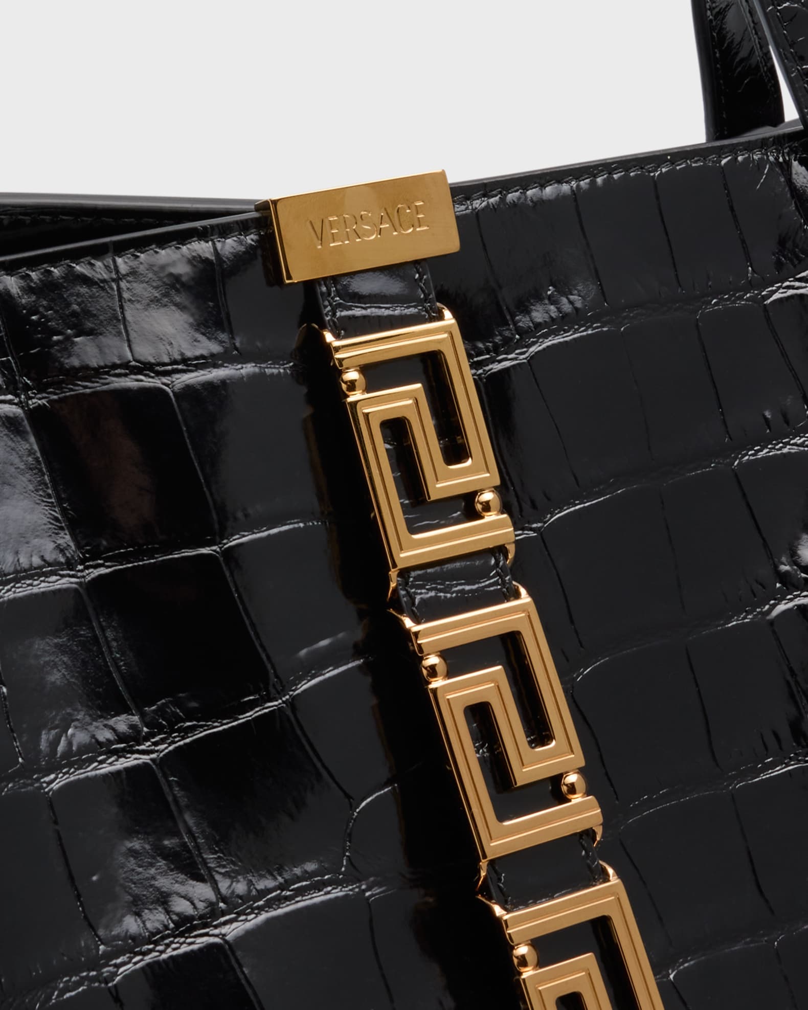 Versace Greca Goddess Large Croc-Embossed Tote Bag | Neiman Marcus