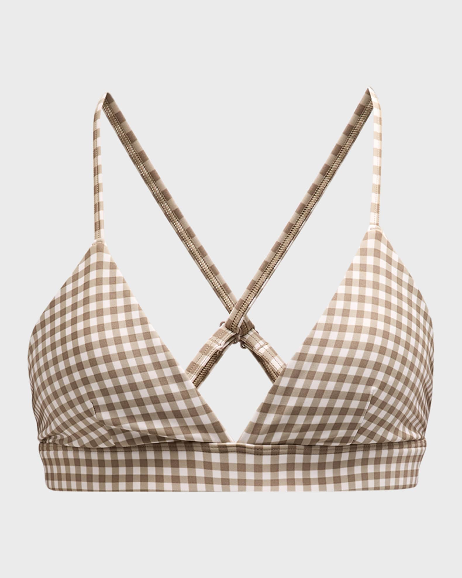 Alo Yoga Airlift Gingham-Print Splendor Sports Bra | Neiman Marcus