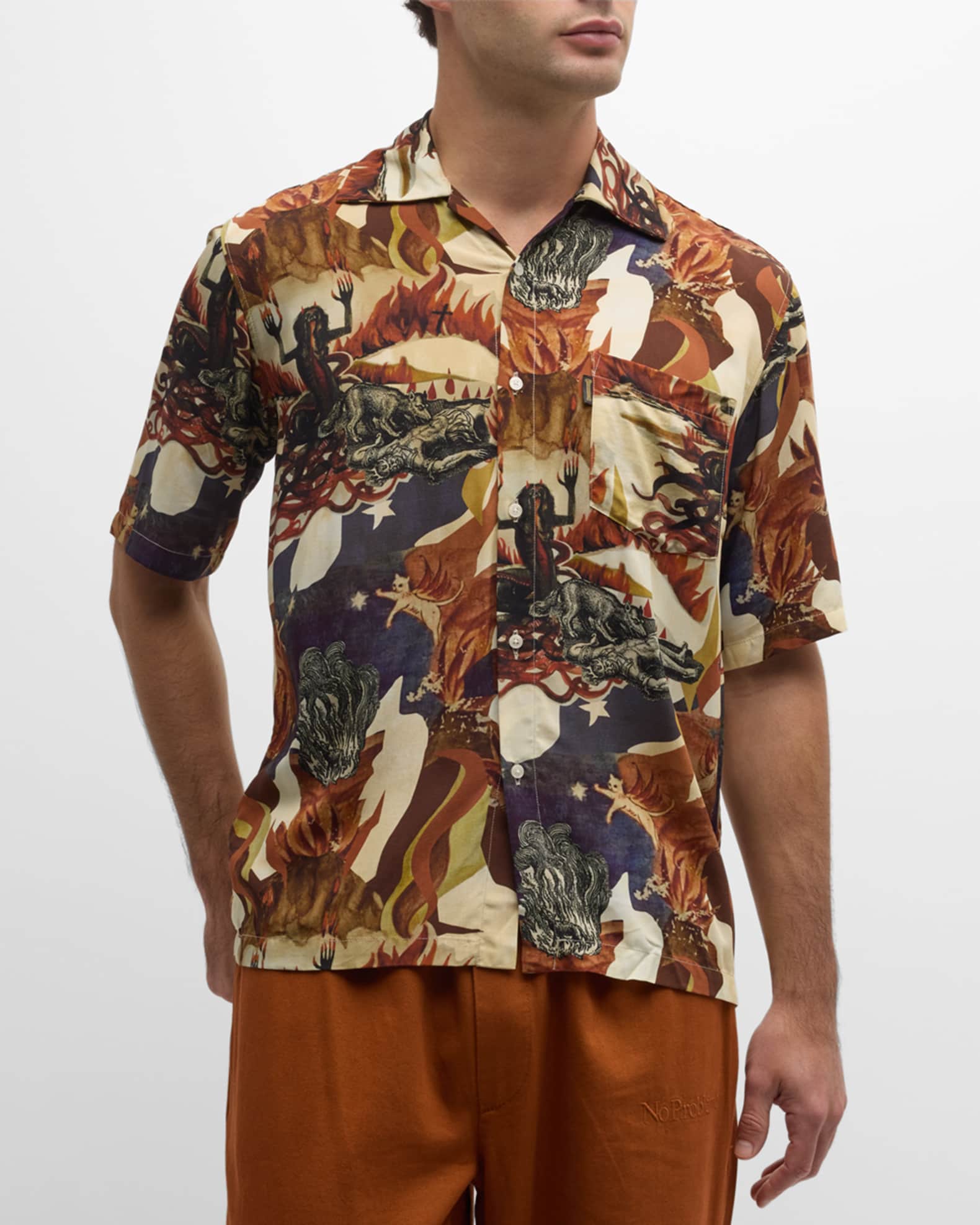 Aries Men's Monster Hawaiian Shirt | Neiman Marcus