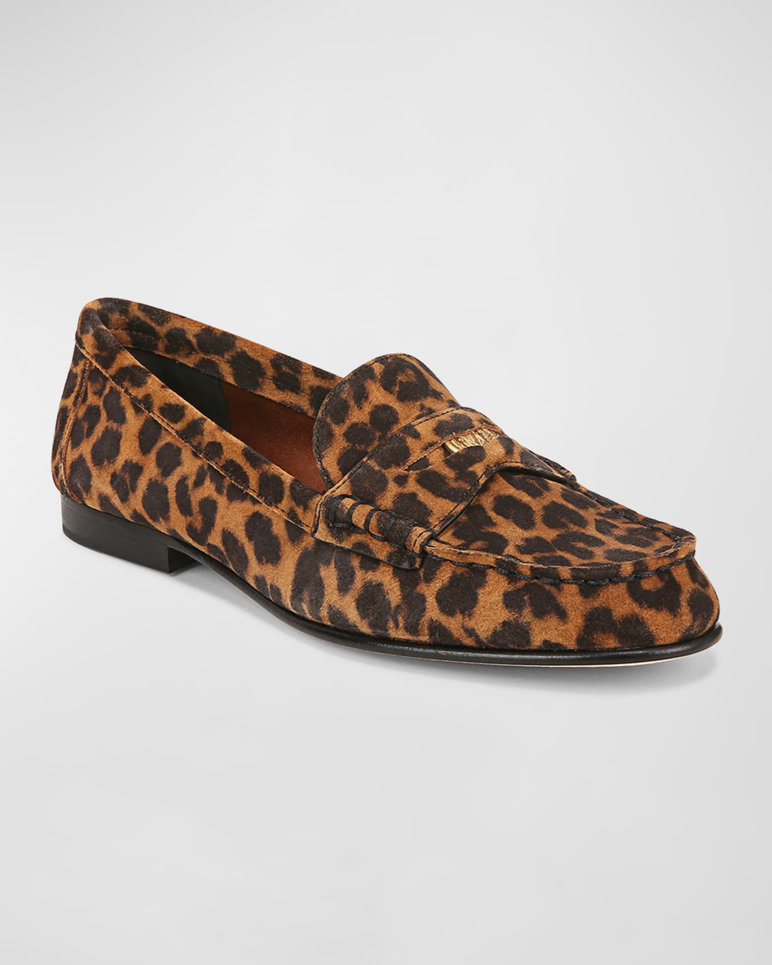 Veronica Beard Leopard Flat Penny Loafers | Neiman Marcus