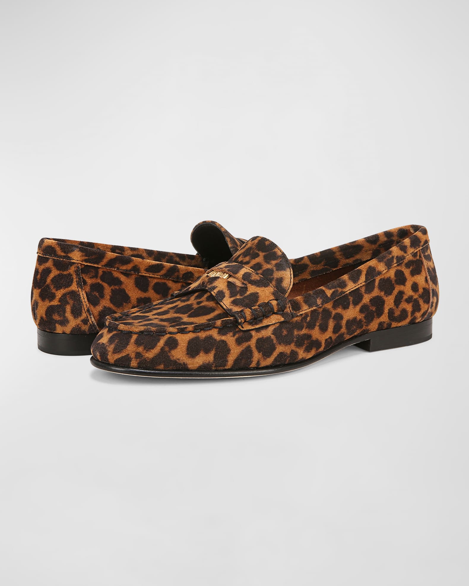 Veronica Beard Leopard Flat Penny Loafers | Neiman Marcus