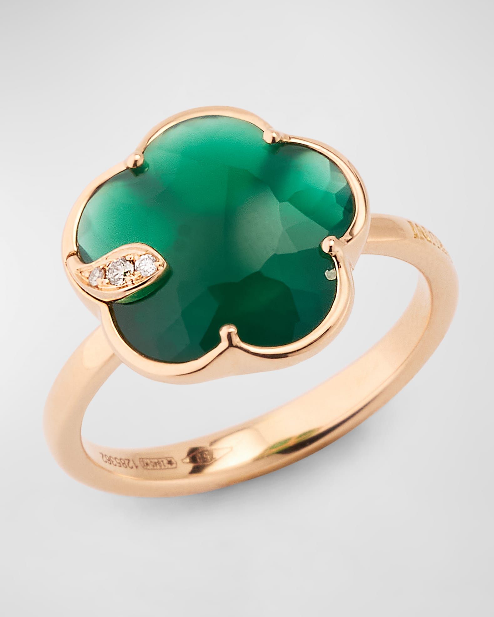 Pasquale Bruni 18K Rose Gold Petit Joli Green Agate Ring with Diamonds ...