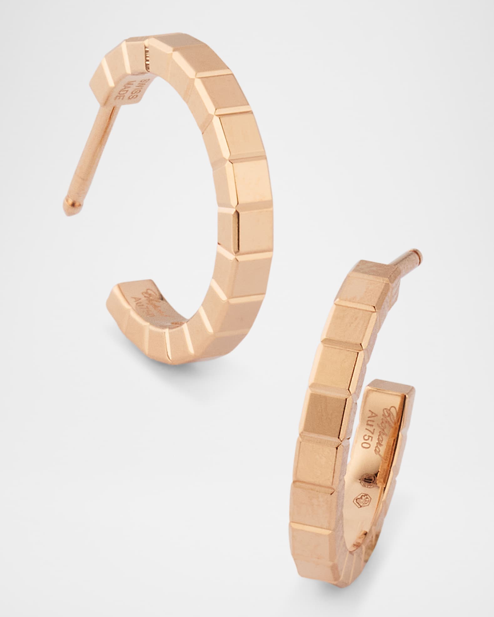 Chopard 18K Rose Gold Ice Cube Mini Hoop Earrings | Neiman Marcus