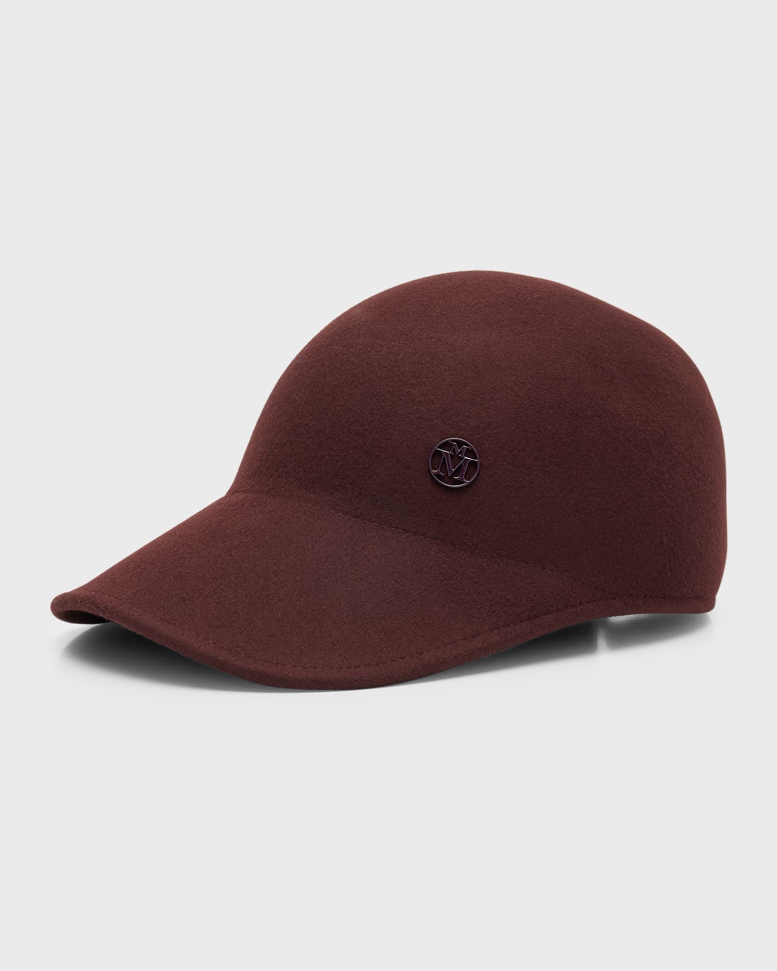 Maison Michel Tiger Chocolate Brown Felt Baseball Cap | Neiman Marcus