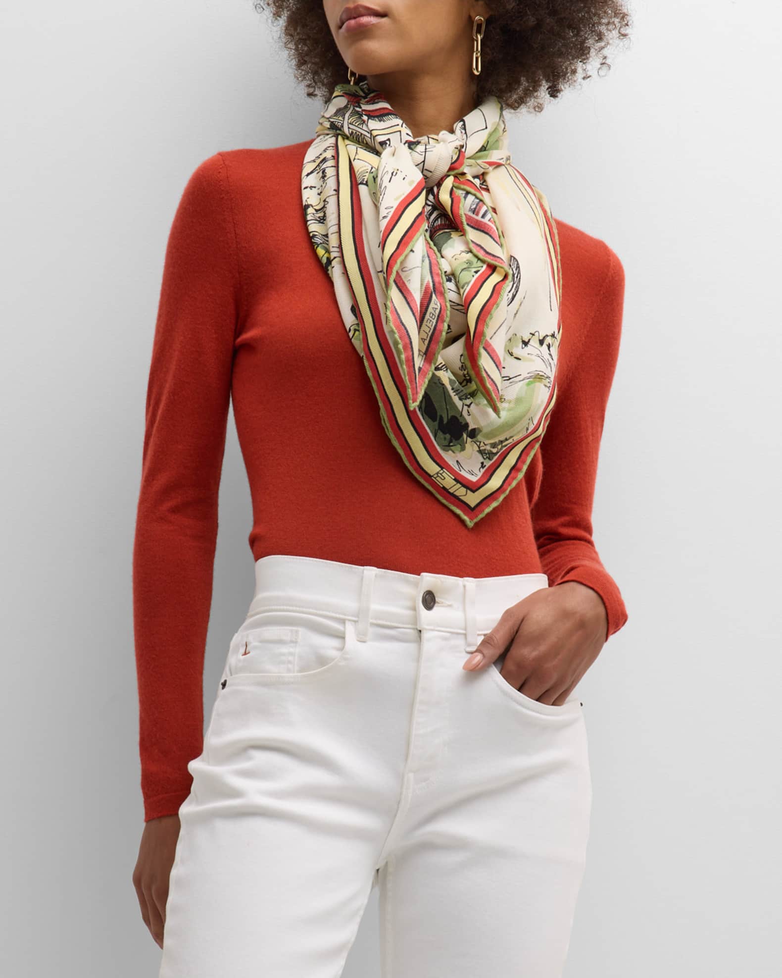 Rani Arabella London Cashmere-Blend Square Scarf | Neiman Marcus