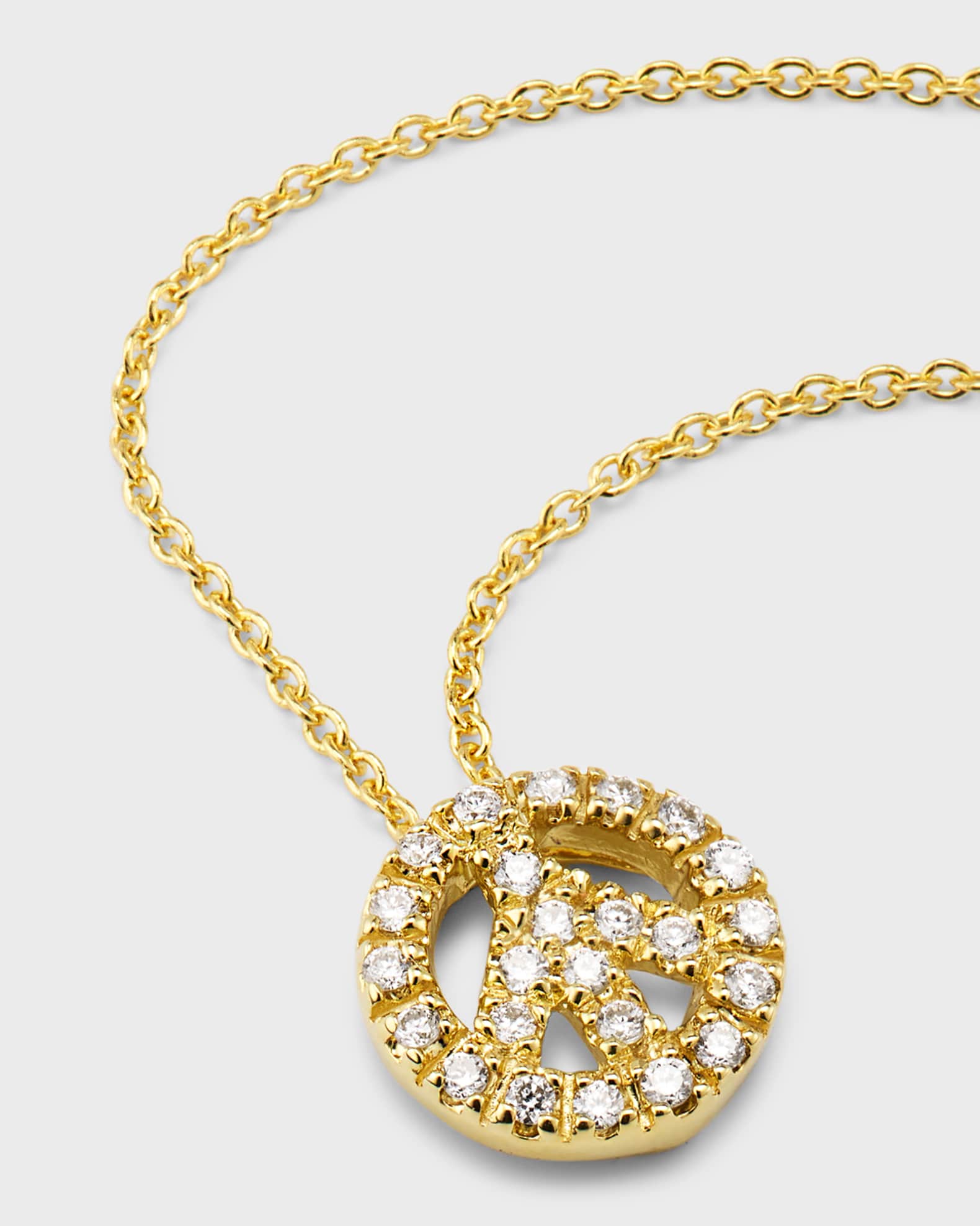 Roberto Coin 18K Yellow Gold Diamond Peace Sign Necklace | Neiman Marcus