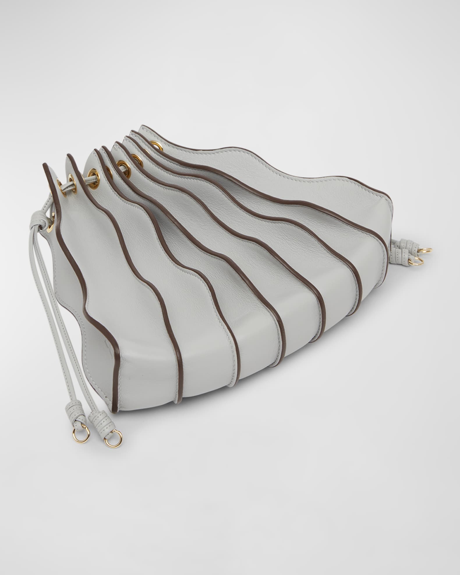 Ulla Johnson Adria Small Pleated Wave Shoulder Bag | Neiman Marcus