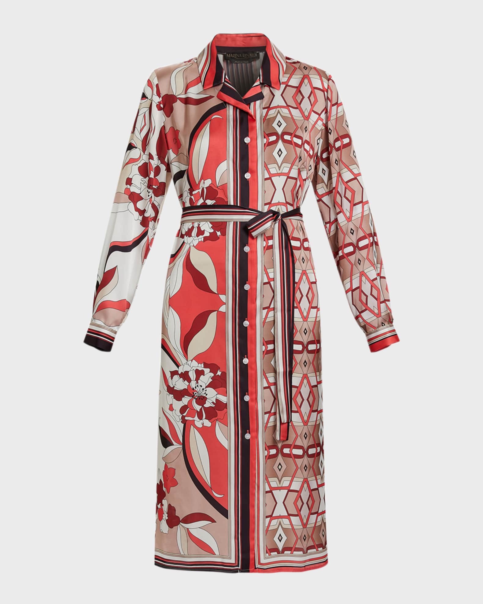 Marina Rinaldi Plus Size Divinita Printed Satin Midi Dress | Neiman Marcus