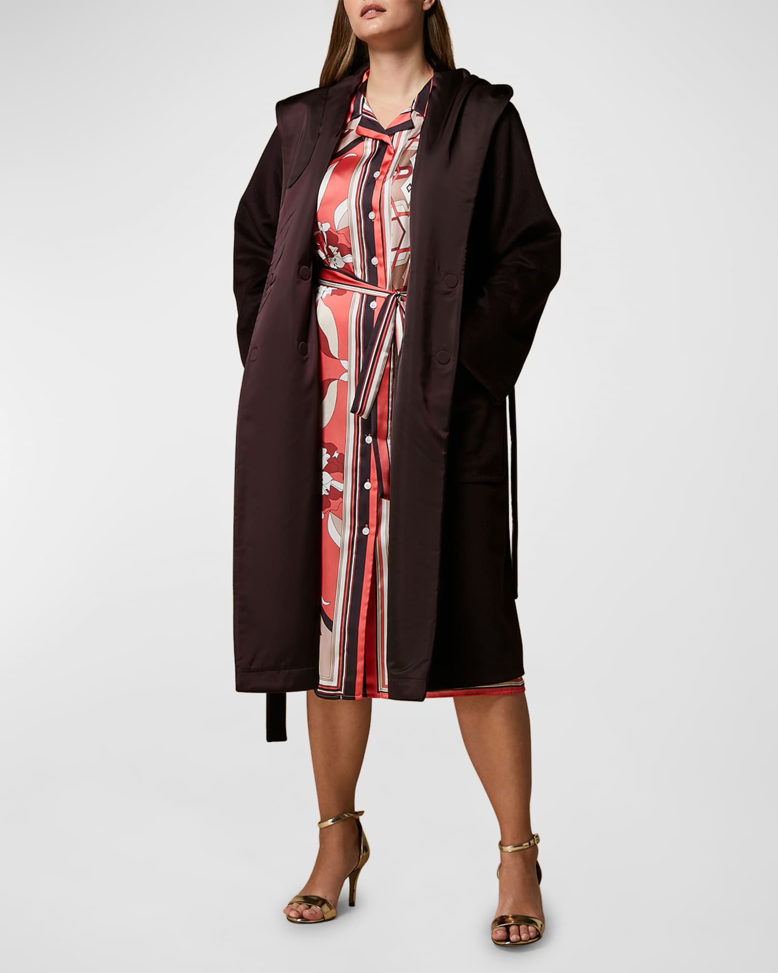 Marina Rinaldi Plus Size Divinita Printed Satin Midi Dress | Neiman Marcus