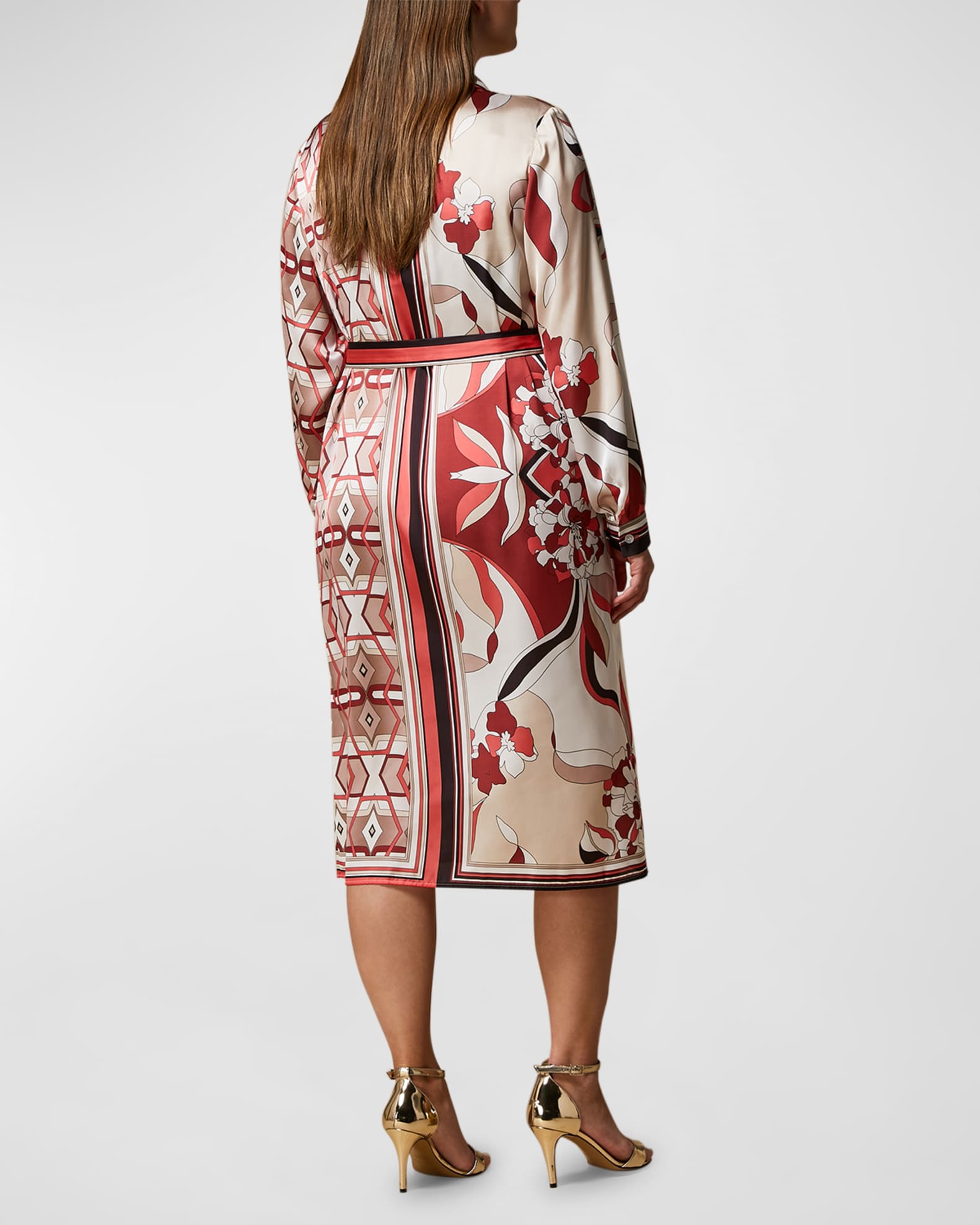 Marina Rinaldi Plus Size Divinita Printed Satin Midi Dress | Neiman Marcus
