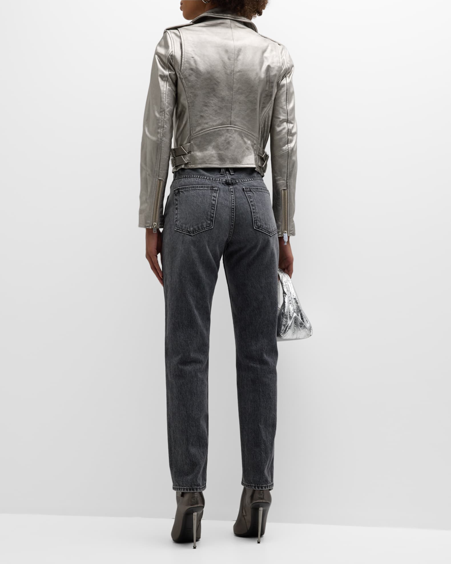 Iro Asheville Cropped Metallic Leather Jacket | Neiman Marcus