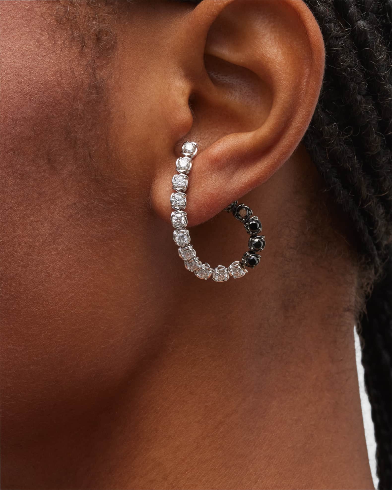 A. Link 18K Black and White Gold Diamond Earrings | Neiman Marcus