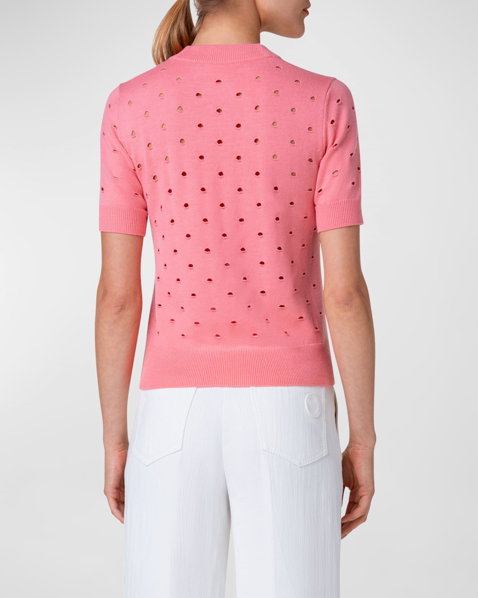 Akris punto Polka Dot Ajoure Wool Sweater | Neiman Marcus
