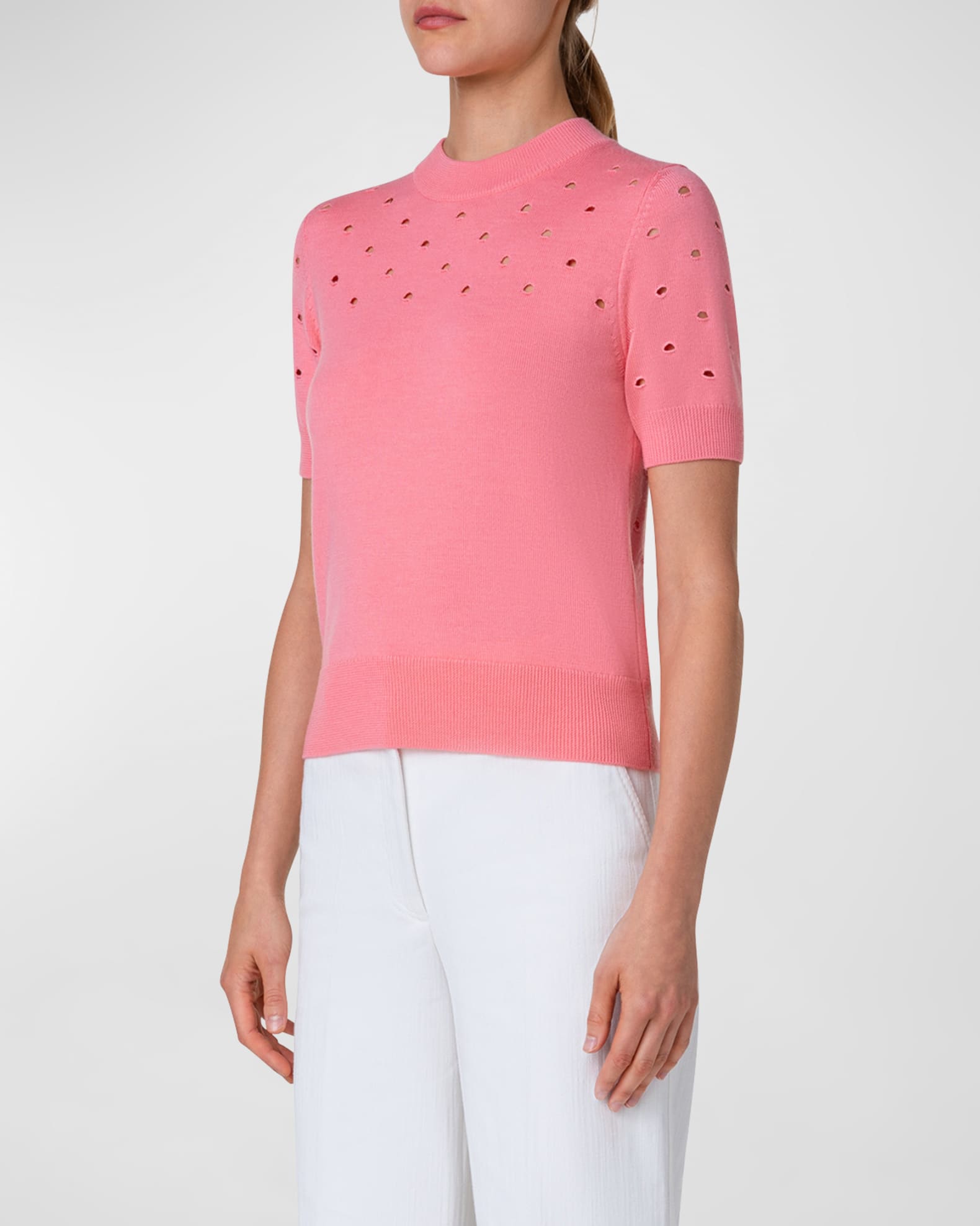 Akris punto Polka Dot Ajoure Wool Sweater | Neiman Marcus