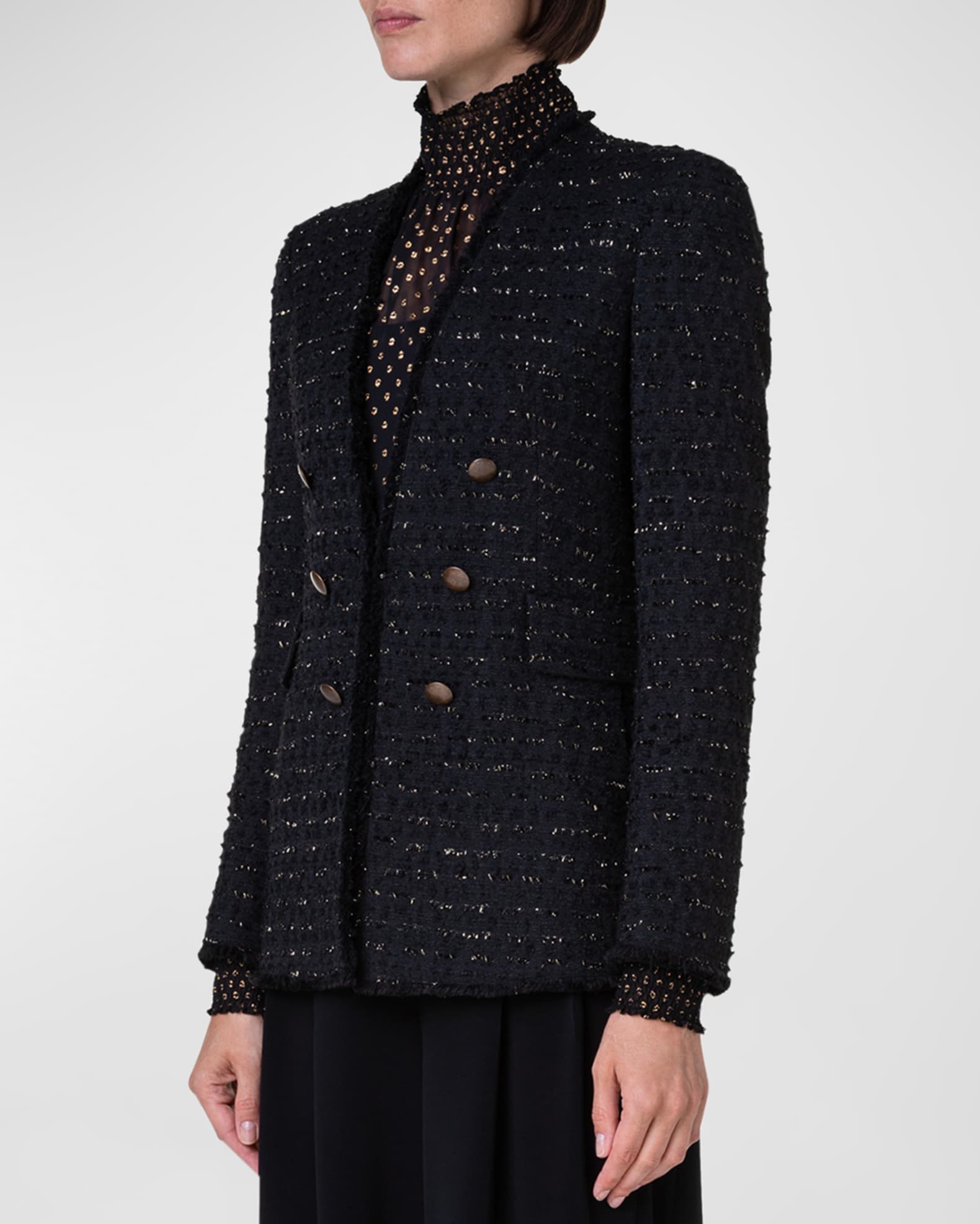 Akris punto Denim Tweed Tailored Jacket | Neiman Marcus
