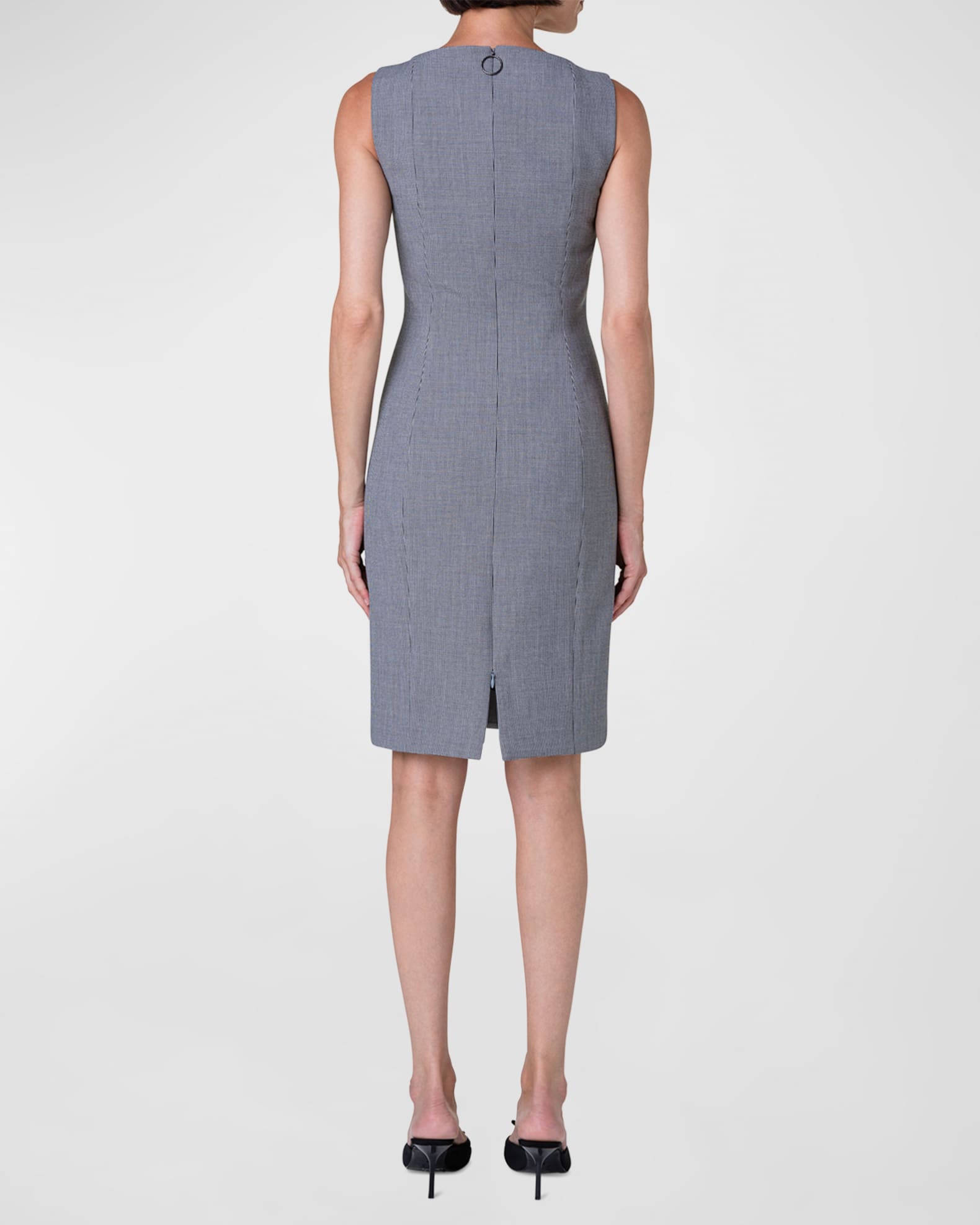 Akris punto Micro Houndstooth Pebble Crepe Sleeveless Sheath Dress ...