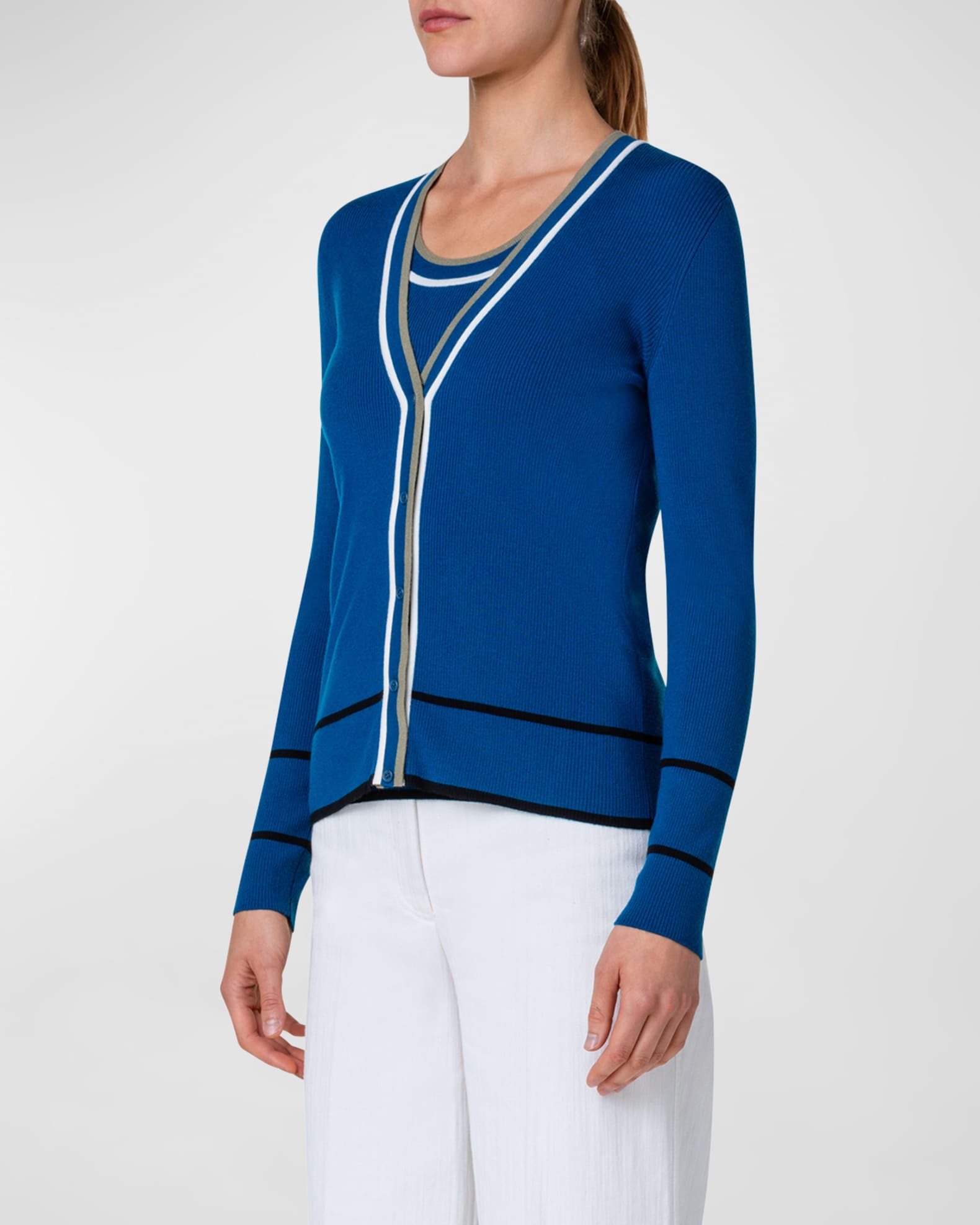 Akris punto Colorblock Rib Knit Cardigan | Neiman Marcus
