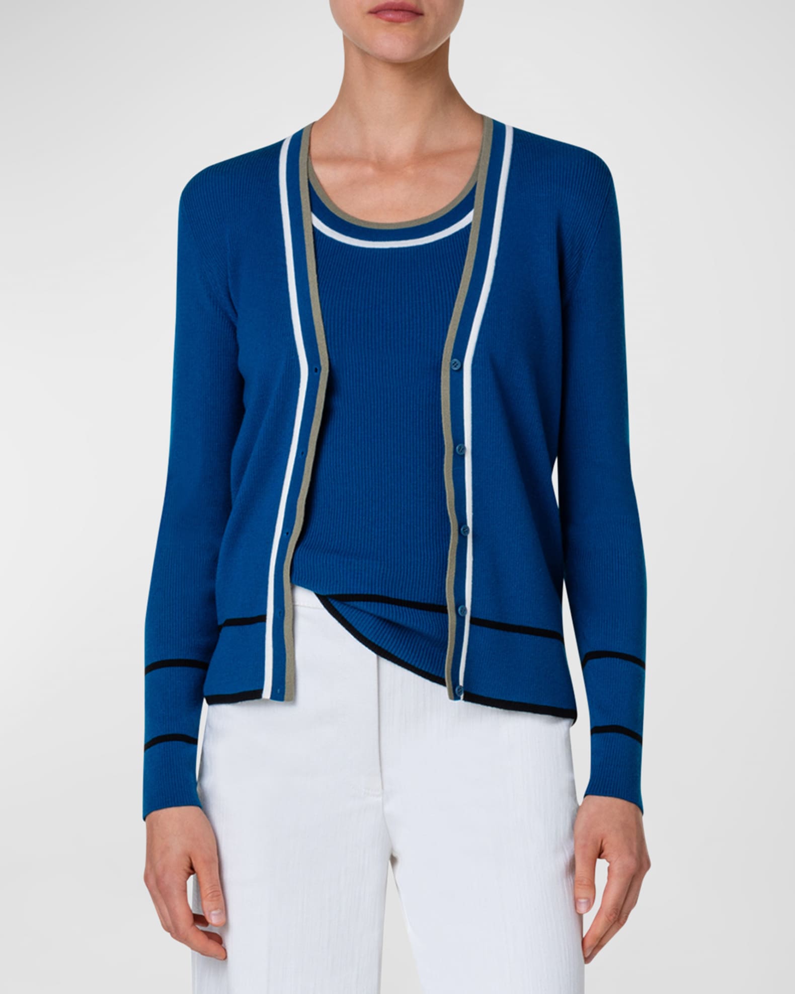 Akris punto Colorblock Rib Knit Cardigan | Neiman Marcus