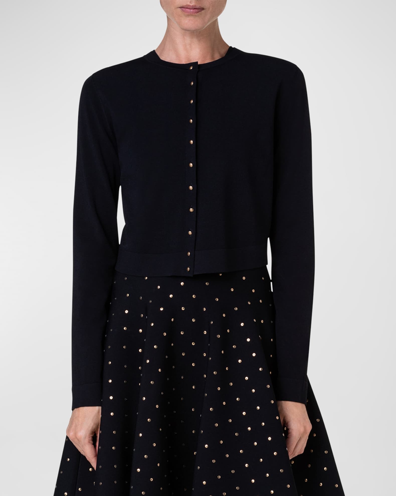 Akris punto Stud Button Knit Cardigan | Neiman Marcus