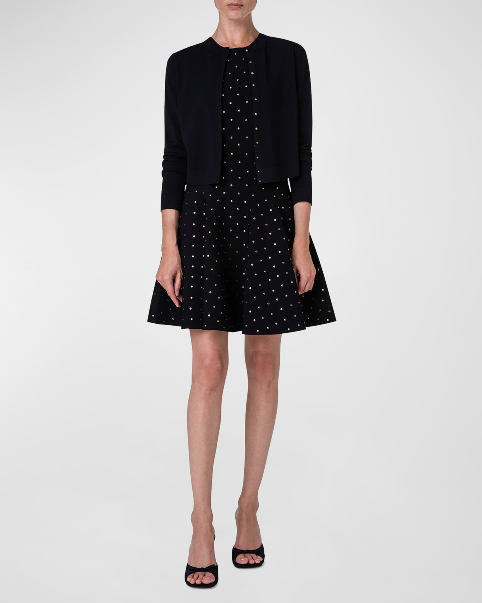 Akris punto Stud Button Knit Cardigan | Neiman Marcus