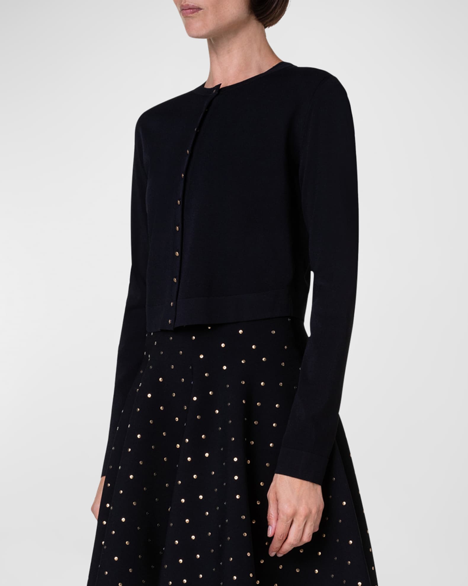 Akris punto Stud Button Knit Cardigan | Neiman Marcus