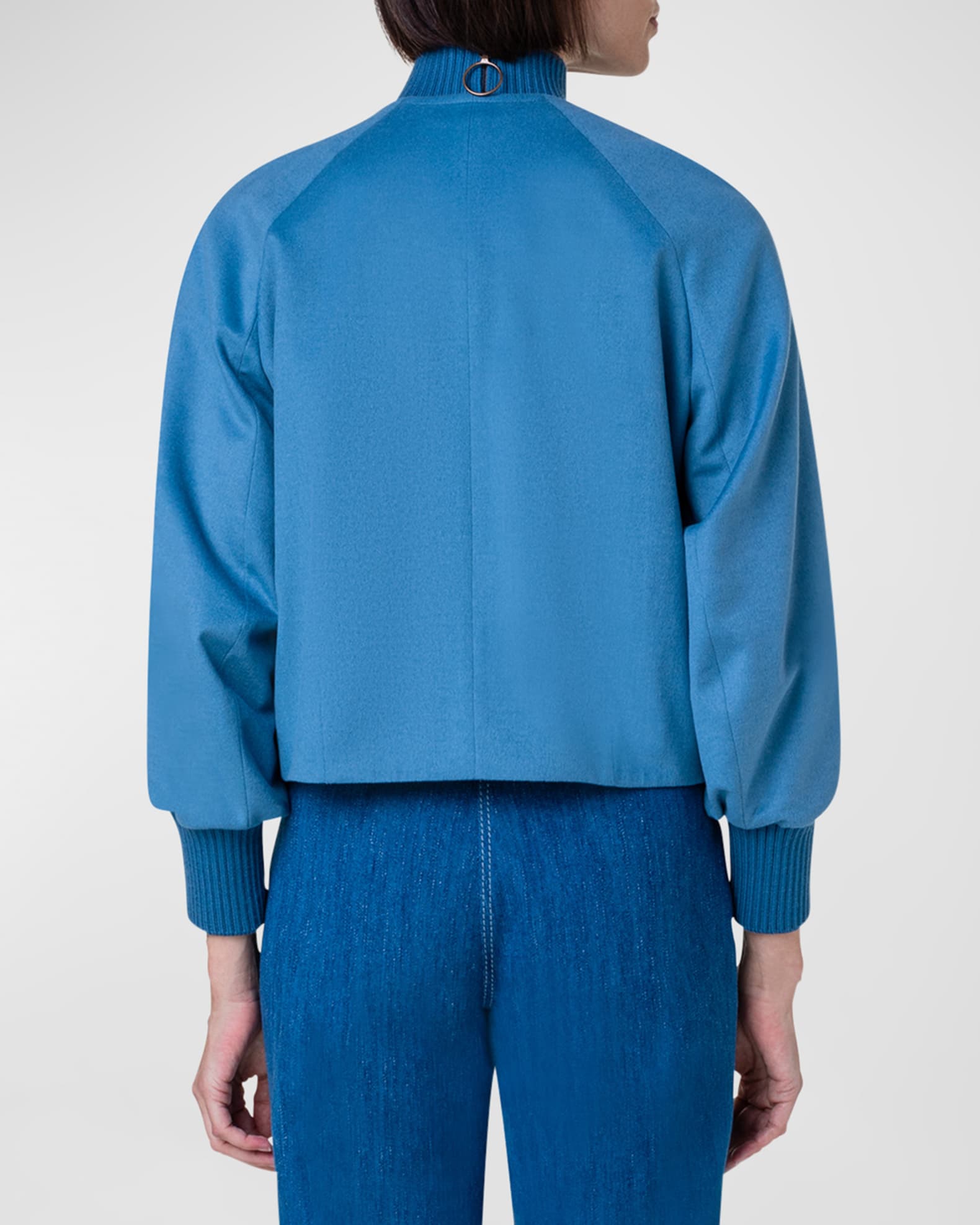 Akris punto Asymmetrical Cashmere-Wool Bomber Jacket | Neiman Marcus