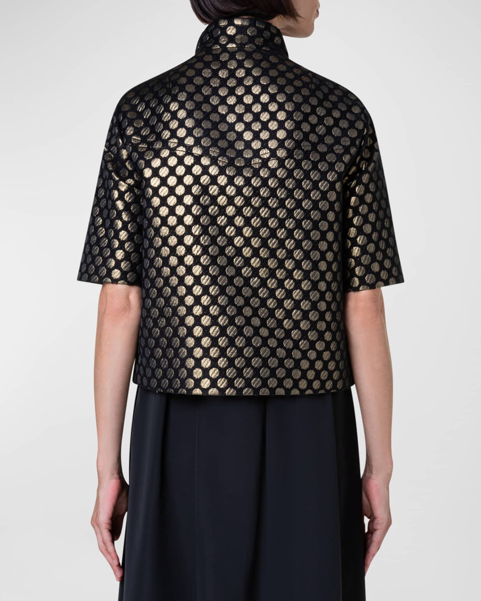 Akris punto Metallic Polka Dot Jacquard Cropped Jacket | Neiman Marcus
