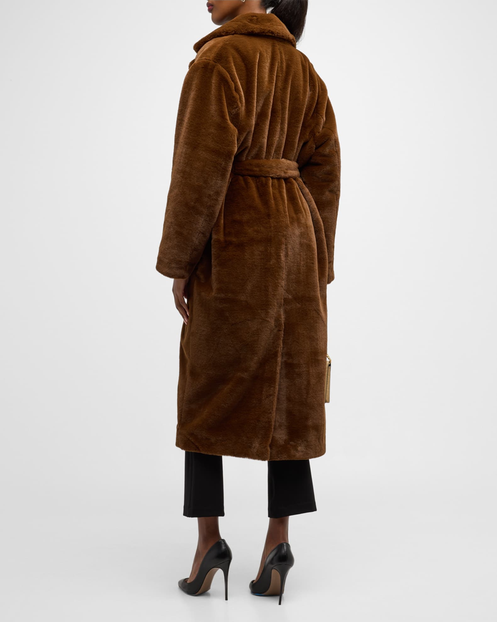 SPRWMN Faux-Fur Robe Coat with Tie Belt | Neiman Marcus