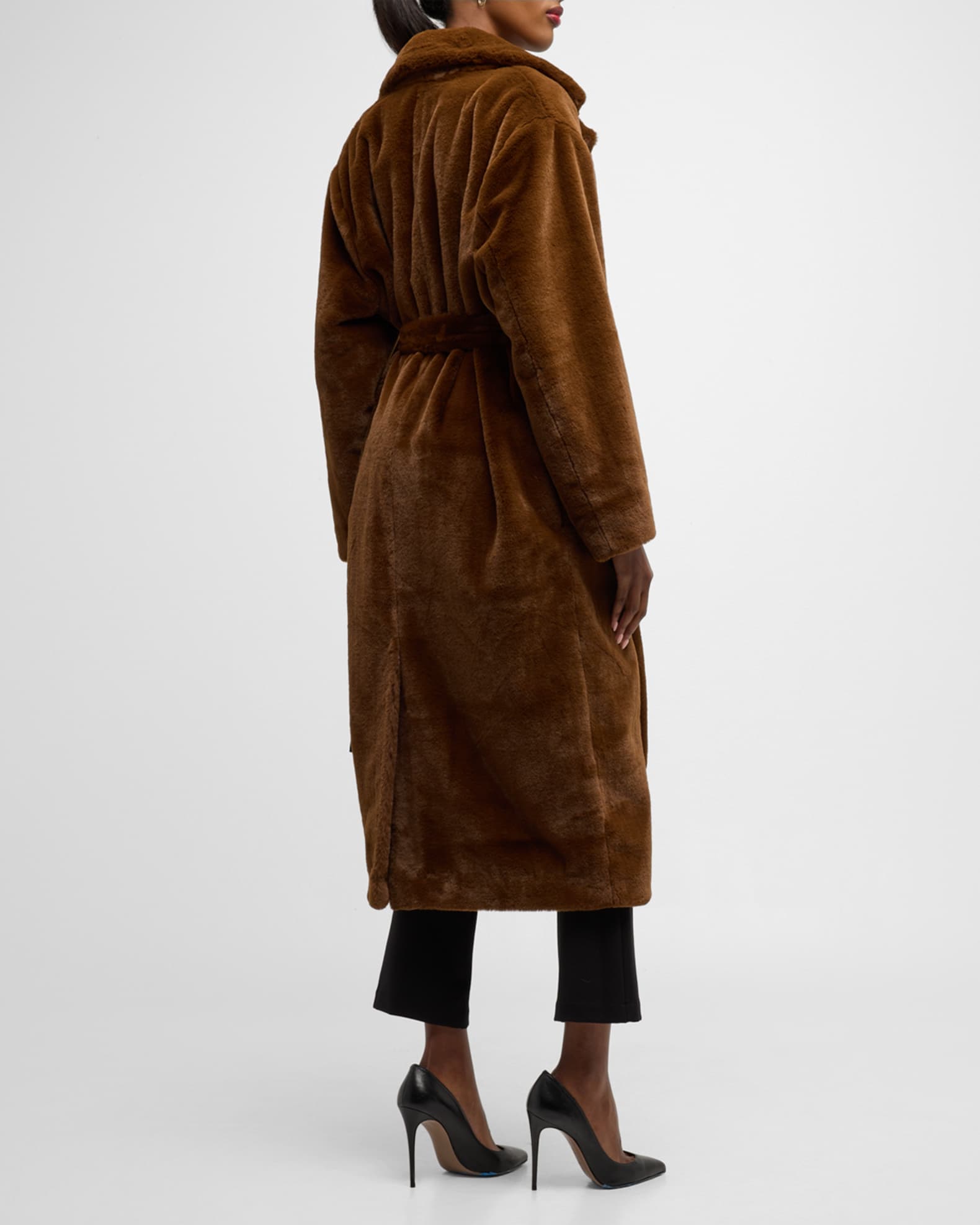 SPRWMN Faux-Fur Robe Coat with Tie Belt | Neiman Marcus
