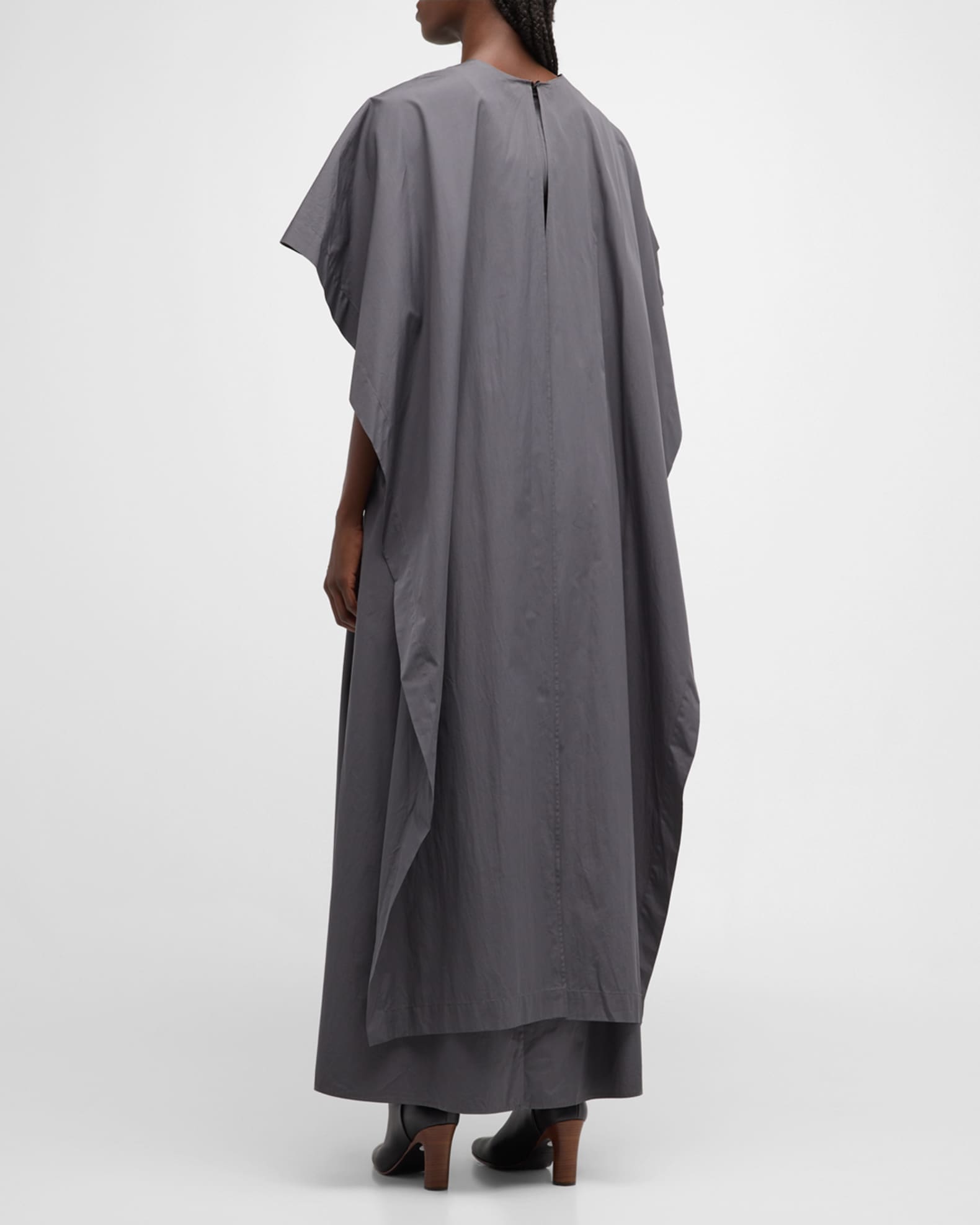 Co Cape-Sleeve Waist-Sash Pleated Maxi Dress | Neiman Marcus